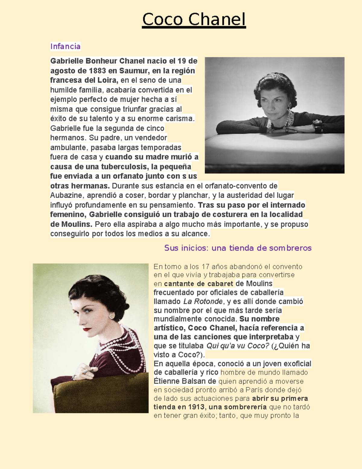 Coco Chanel - Infancia Gabrielle Bonheur Chanel nacio el 19 de agosto ...