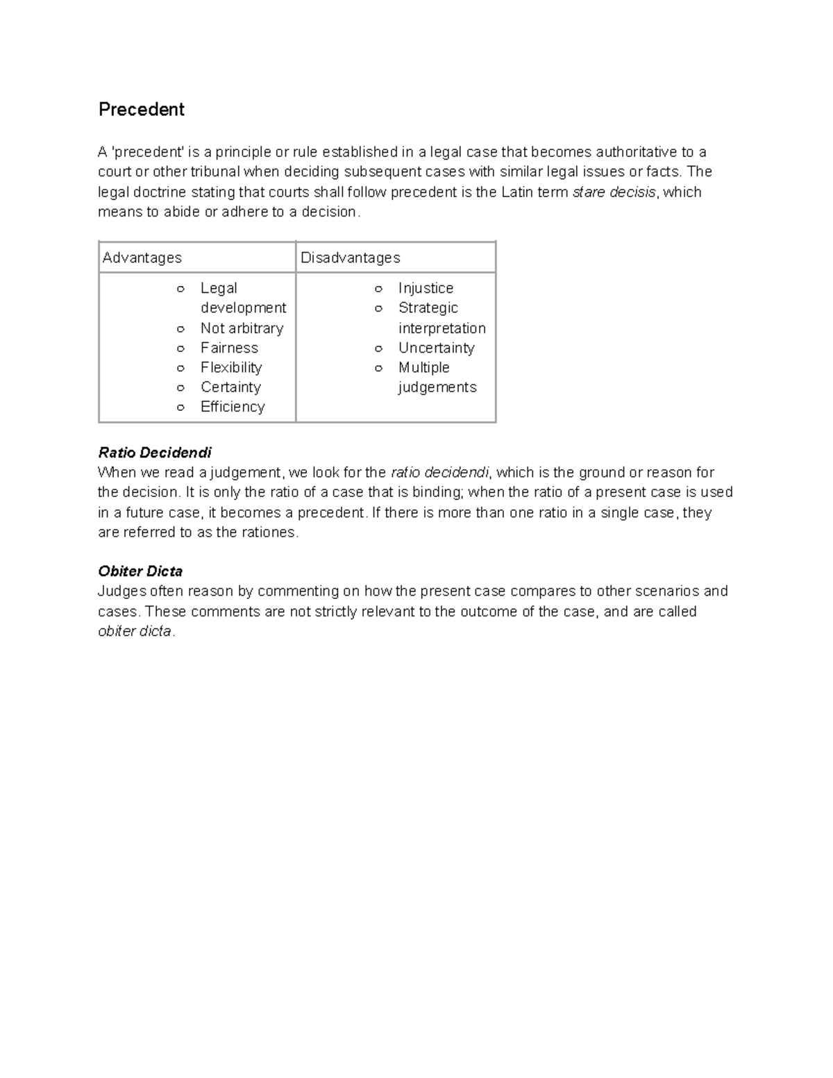 Module 7 Judicial Decision Making I - Precedent A 'precedent' is a ...