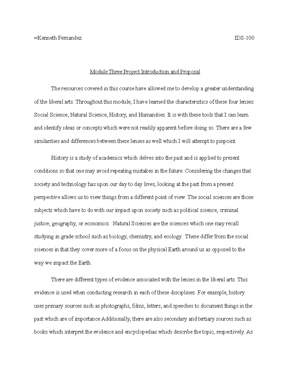 Module 3 - Project Introductin and Proposal - =Kenneth Fernandez IDS ...