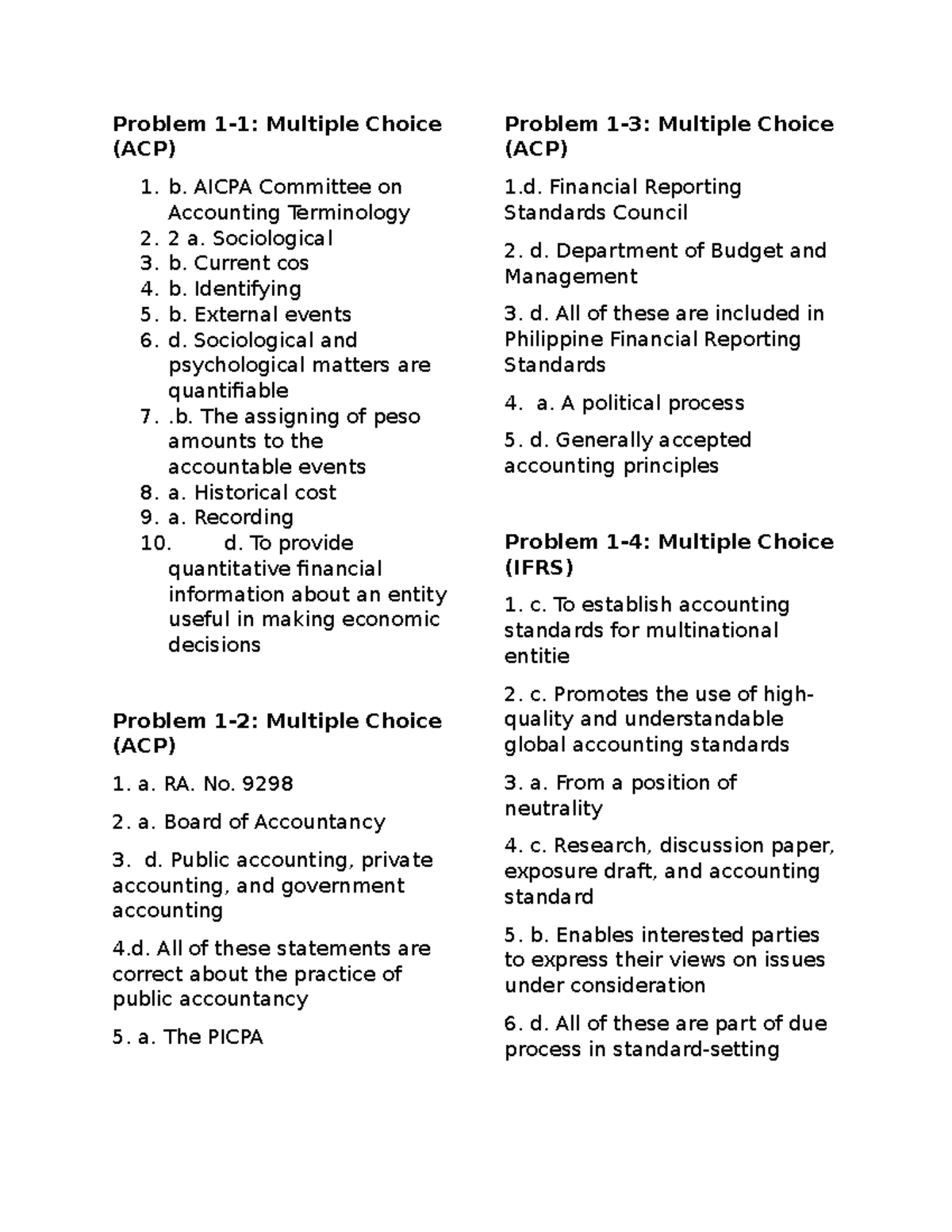 Problem 1 - practice it - Problem 1-1: Multiple Choice (ACP) 1. b ...