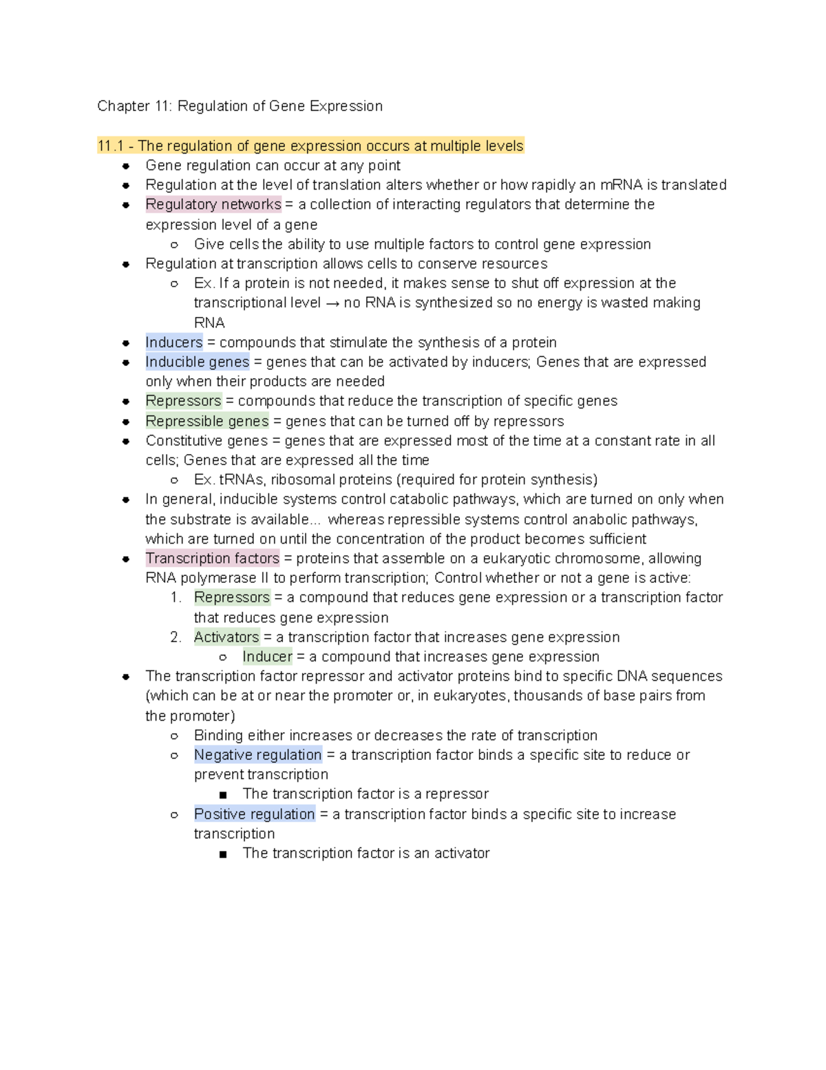 Bio Notes Chapter 11 - Biology 1102: Foundations of Biology - Chapter ...