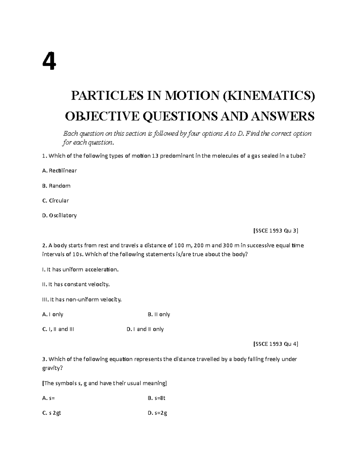 3 Particles IN Motion ( Kinematics) - 4 PARTICLES IN MOTION (KINEMATICS ...