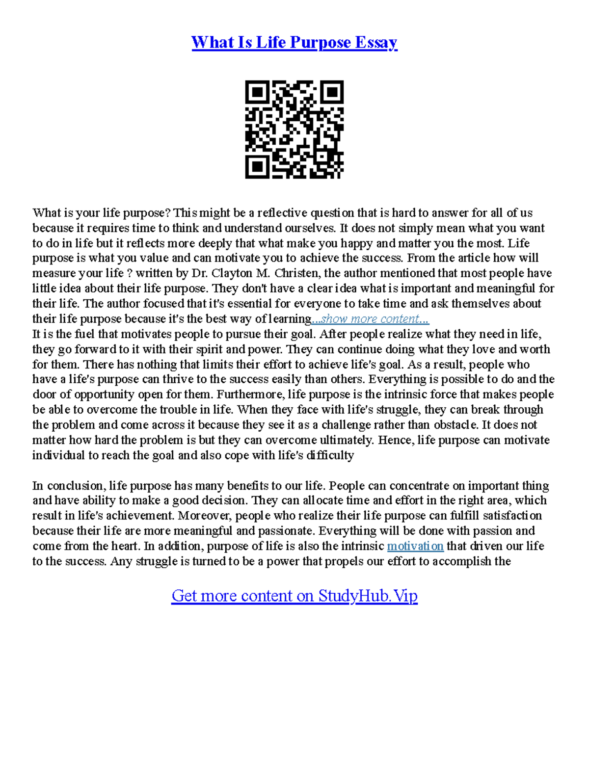 Purpose Of Life Essay - What Is Life Purpose Essay What is your life ...