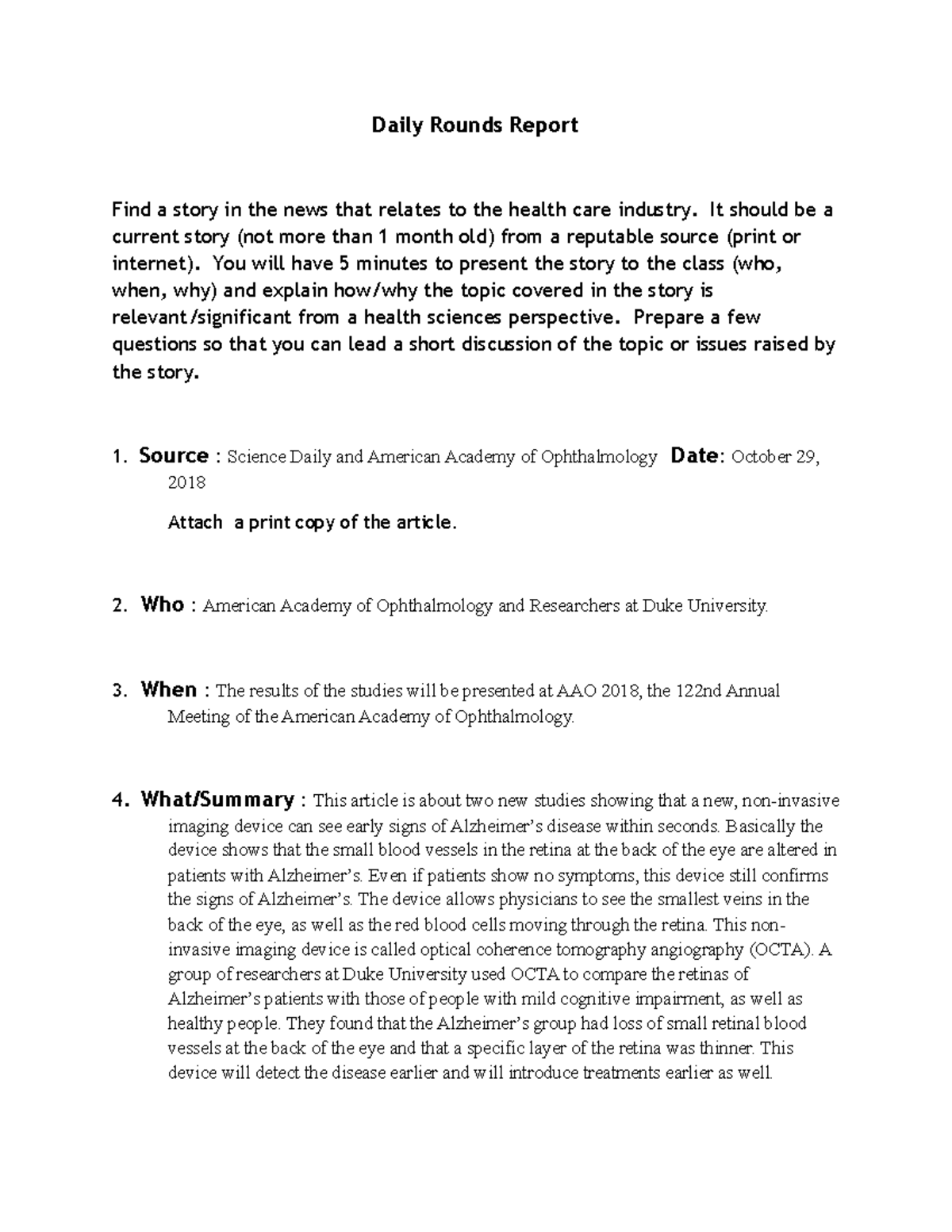 Daily Rounds Report - lecture and class notes - Daily Rounds Report ...