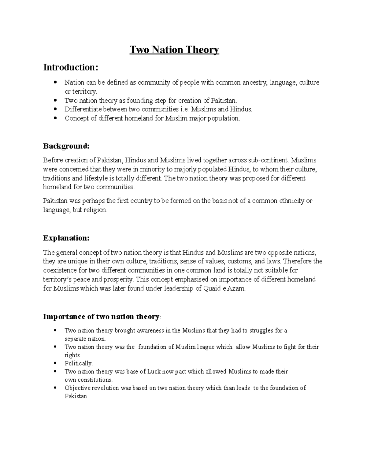 Two nation theory, how pakistan theory was established - Two Nation ...