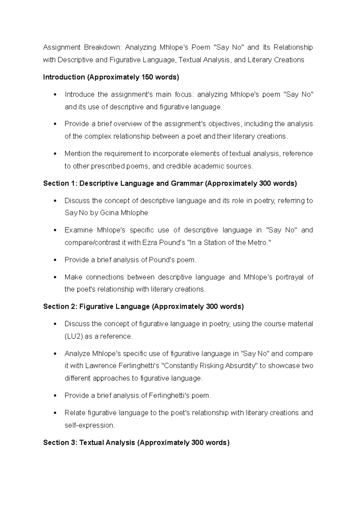 Assignment Breakdown - Provide a brief overview of the assignment's ...