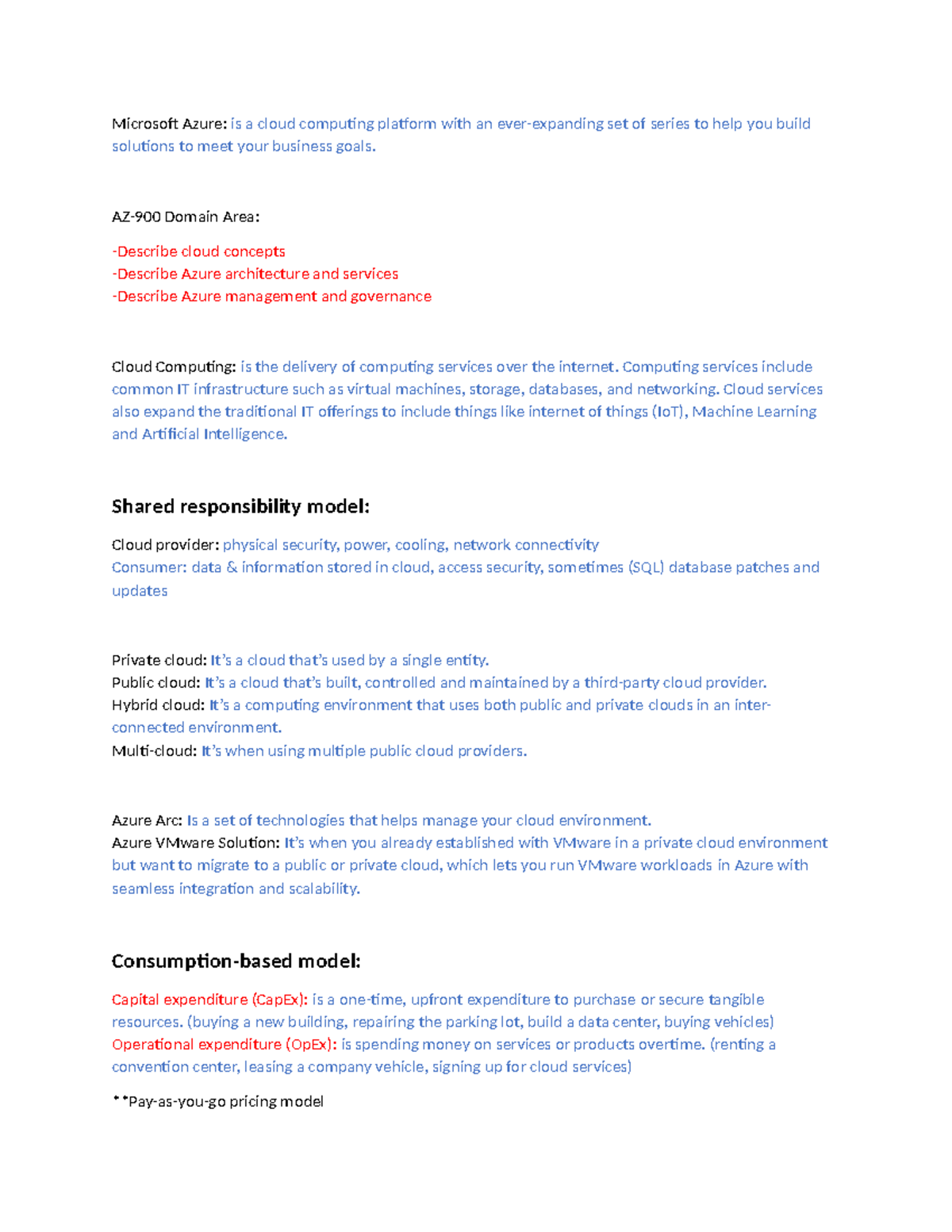 Azure Fundementels - Summary Introduction to algorithms - Microsoft ...