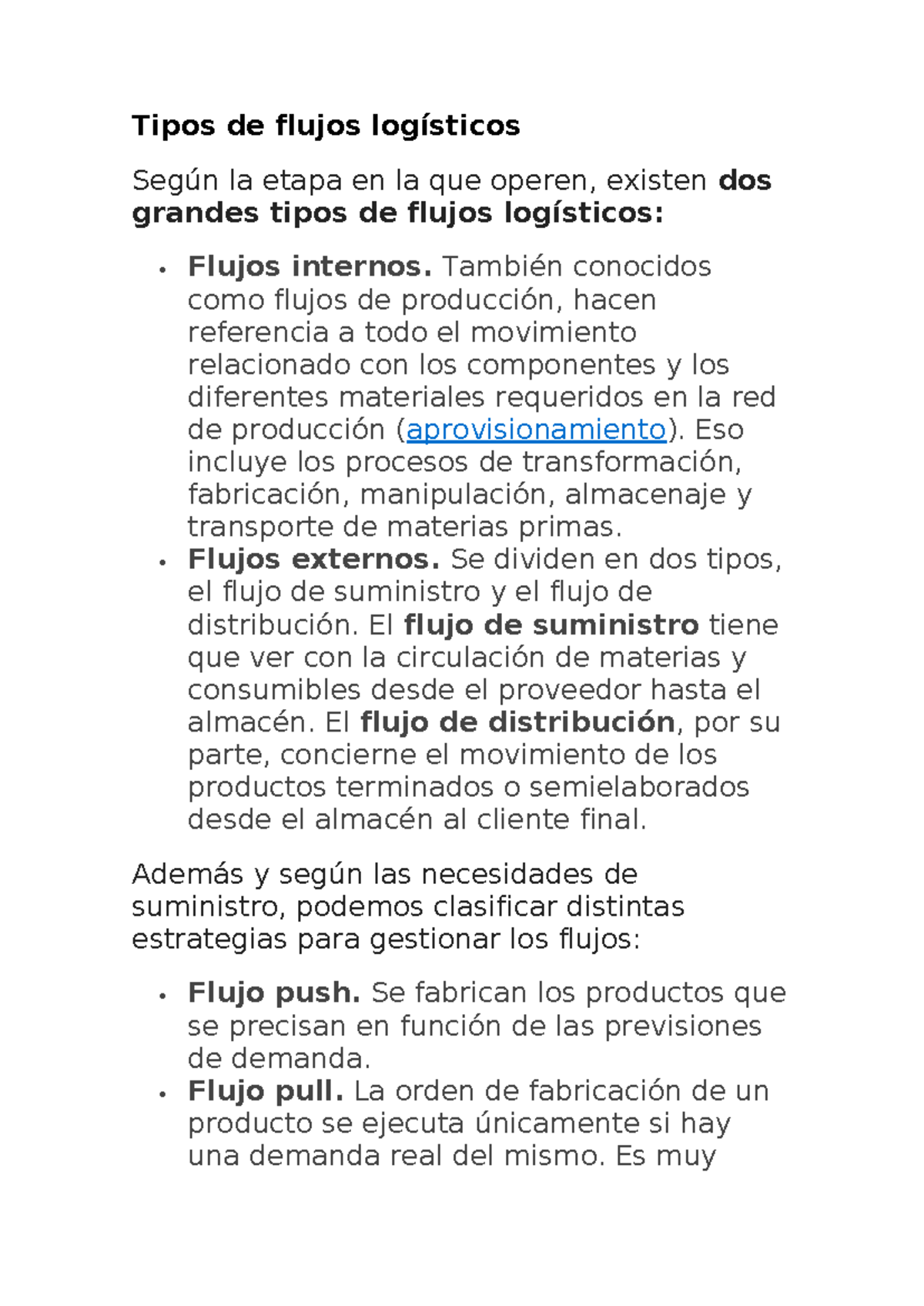 Flujo logistico - Gestionar correctamente estas actividades, que se ...