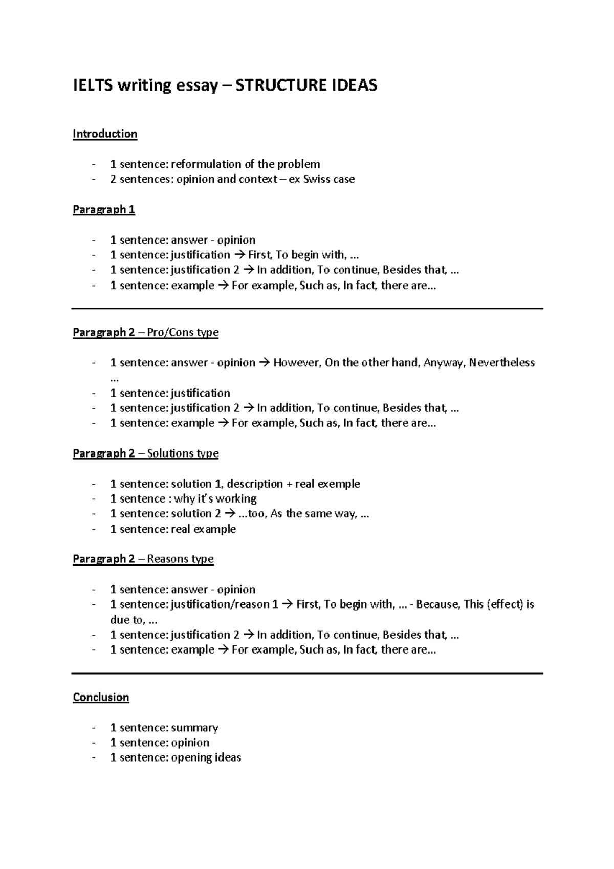 IELTS Structure Writing - IELTS writing essay – STRUCTURE IDEAS ...