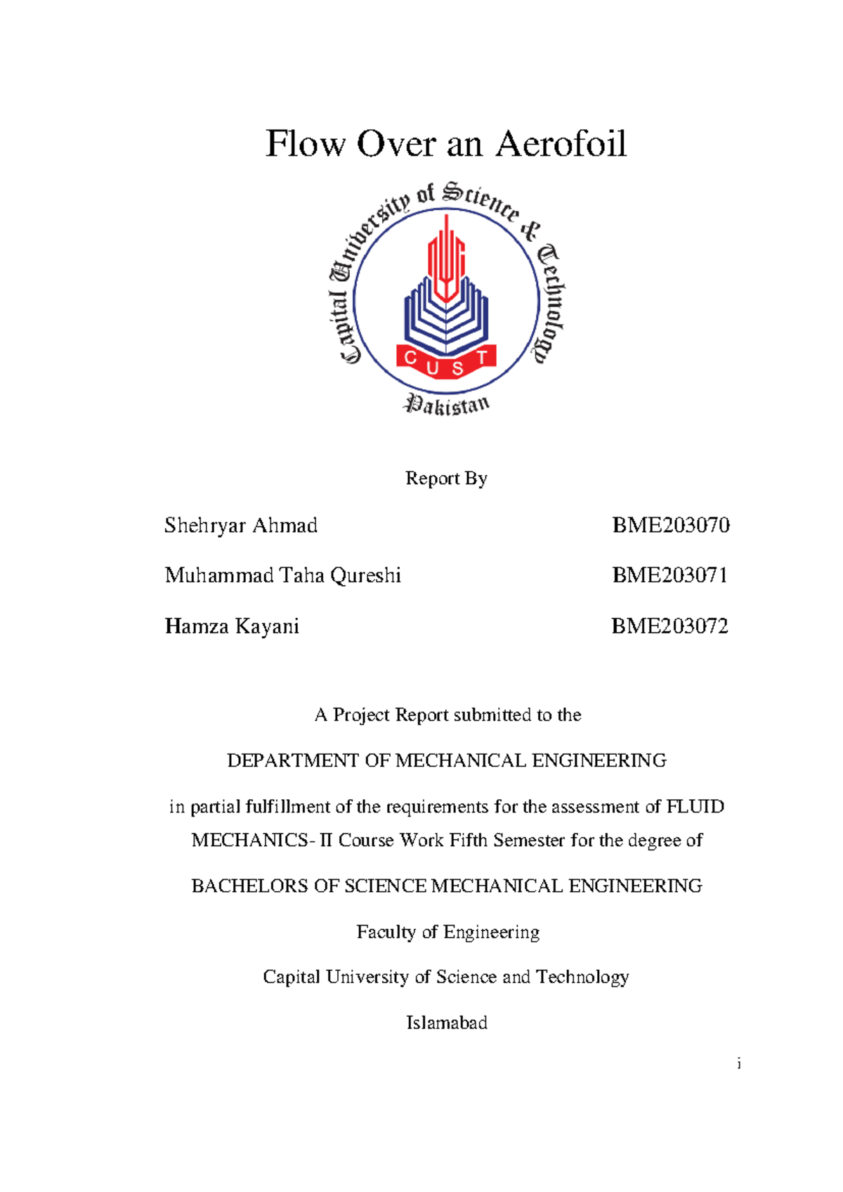 FM 2 project - Hdbdb - i Flow Over an Aerofoil Report By Shehryar Ahmad ...