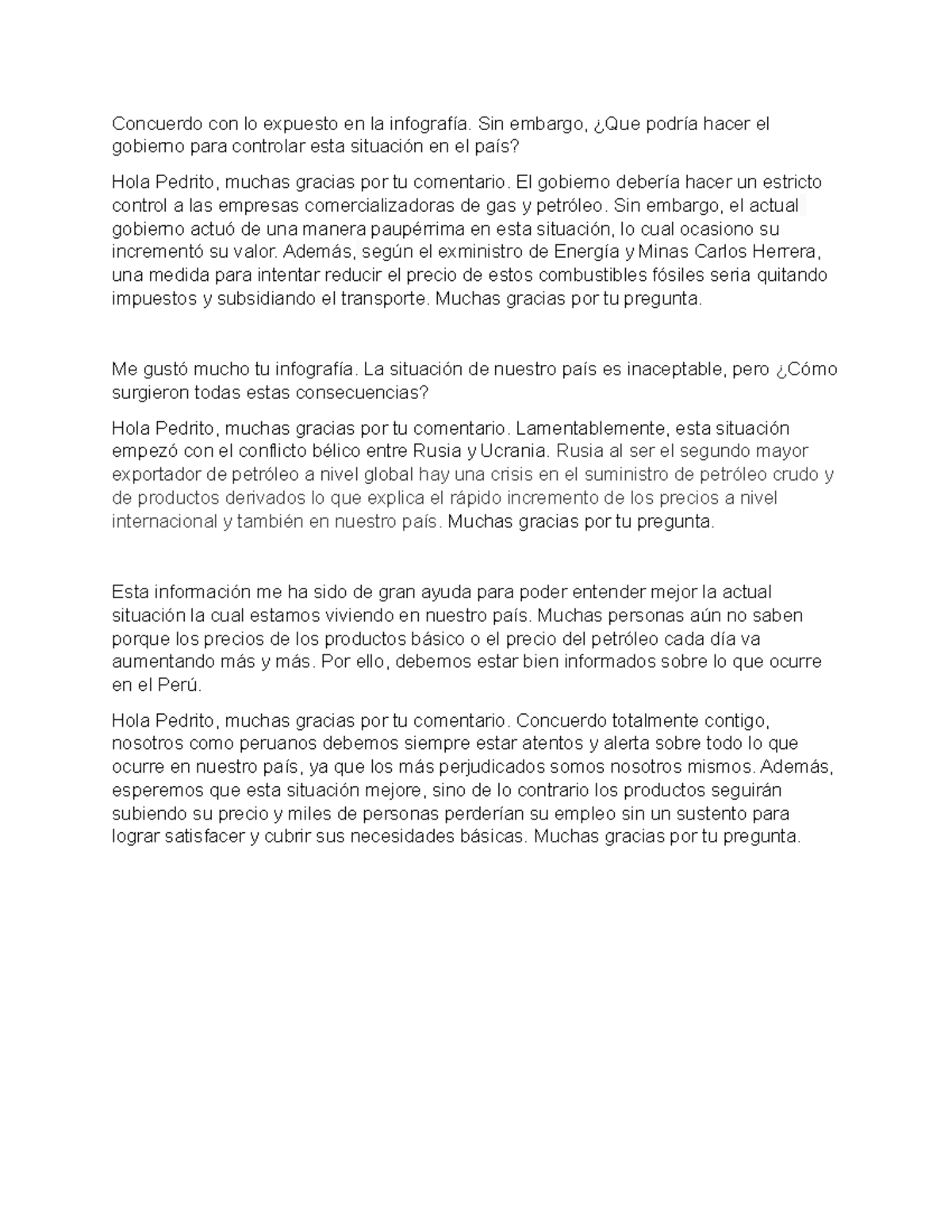 Preguntas cpl - Concuerdo con lo expuesto en la infografía. Sin embargo ...