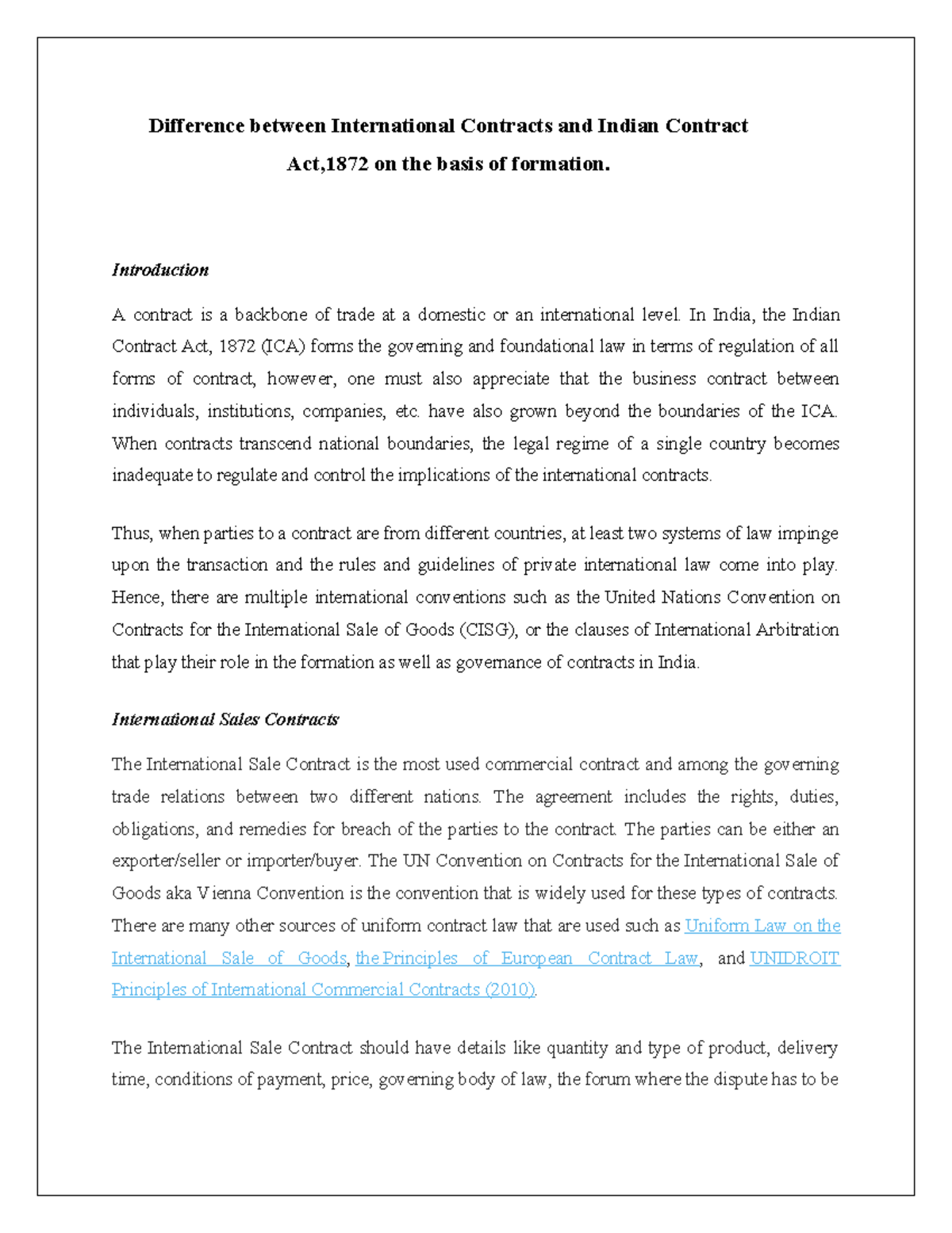 Contract assgnment - Summary B.A.LL.B (hons.) - Difference between ...