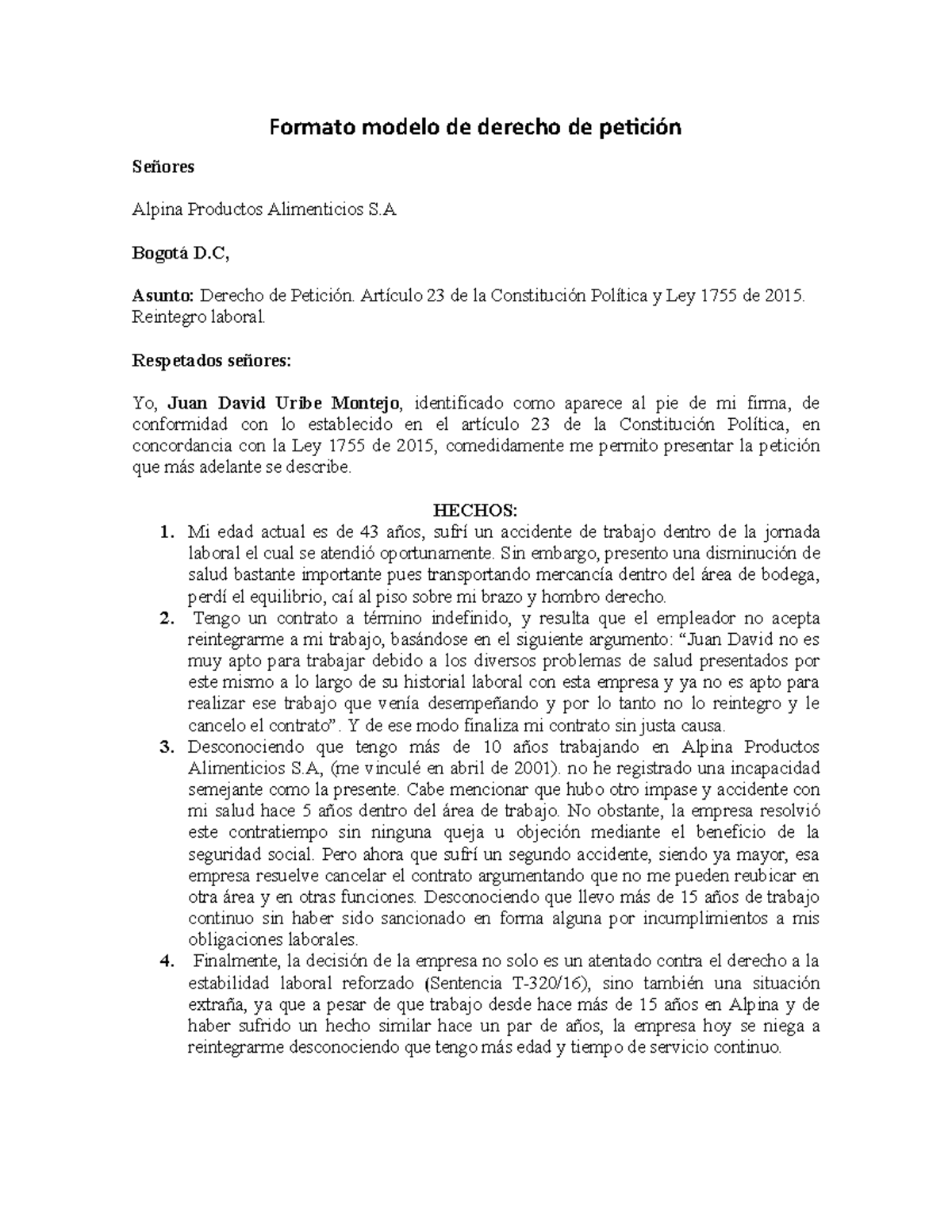 Formato-modelo-de-derecho-de-peticion compress - Señores Formato modelo ...