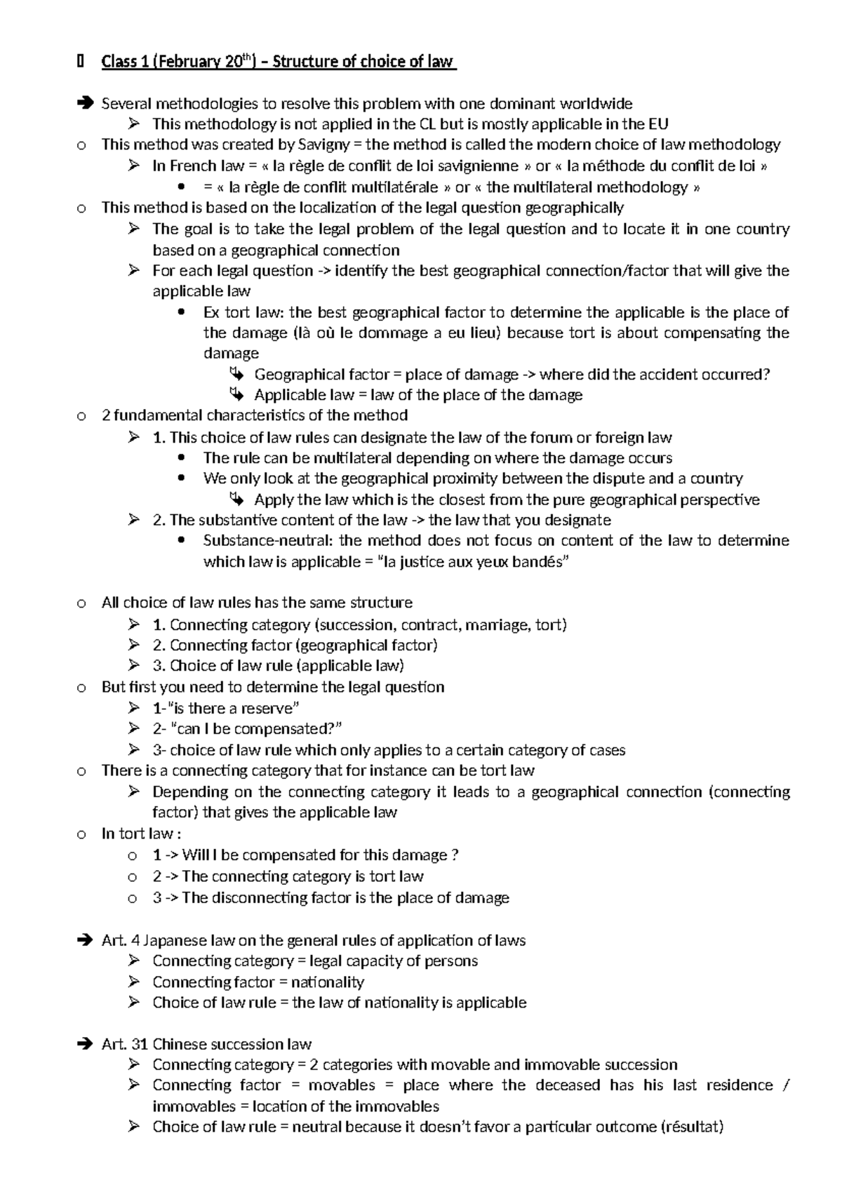 PIL - Class 1 - Structure of choice of law - & Class 1 (February 20th ...