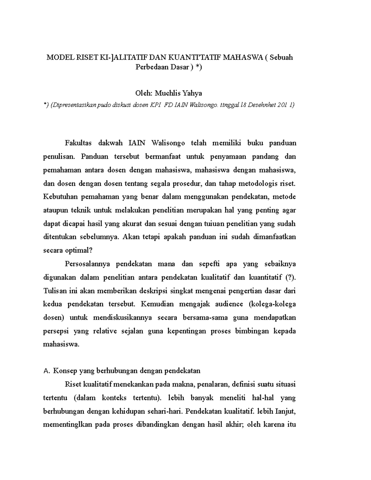 Model Riset KI-] Alitatif DAN Kuanti' Tatif Mahaswa - MODEL RISET KI ...