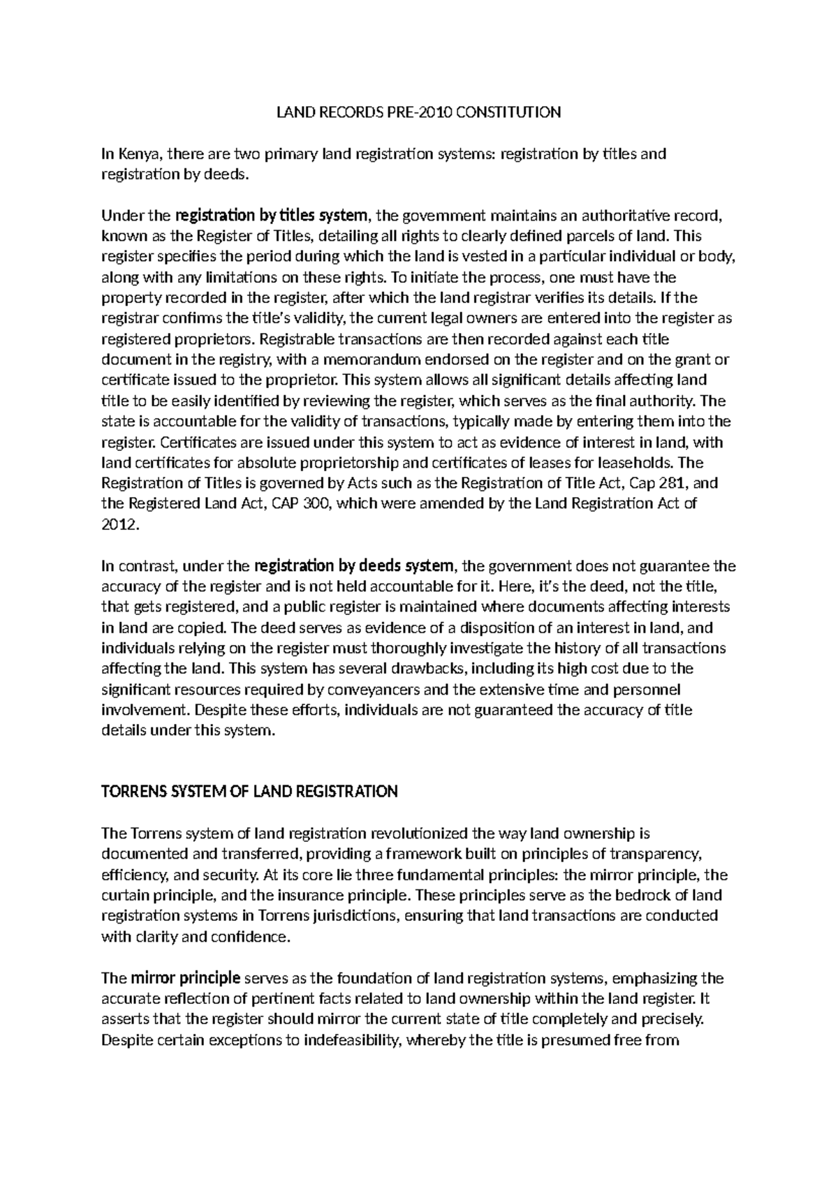 Property LAW 1B- Records PRE-2010 - LAND RECORDS PRE-2010 CONSTITUTION ...