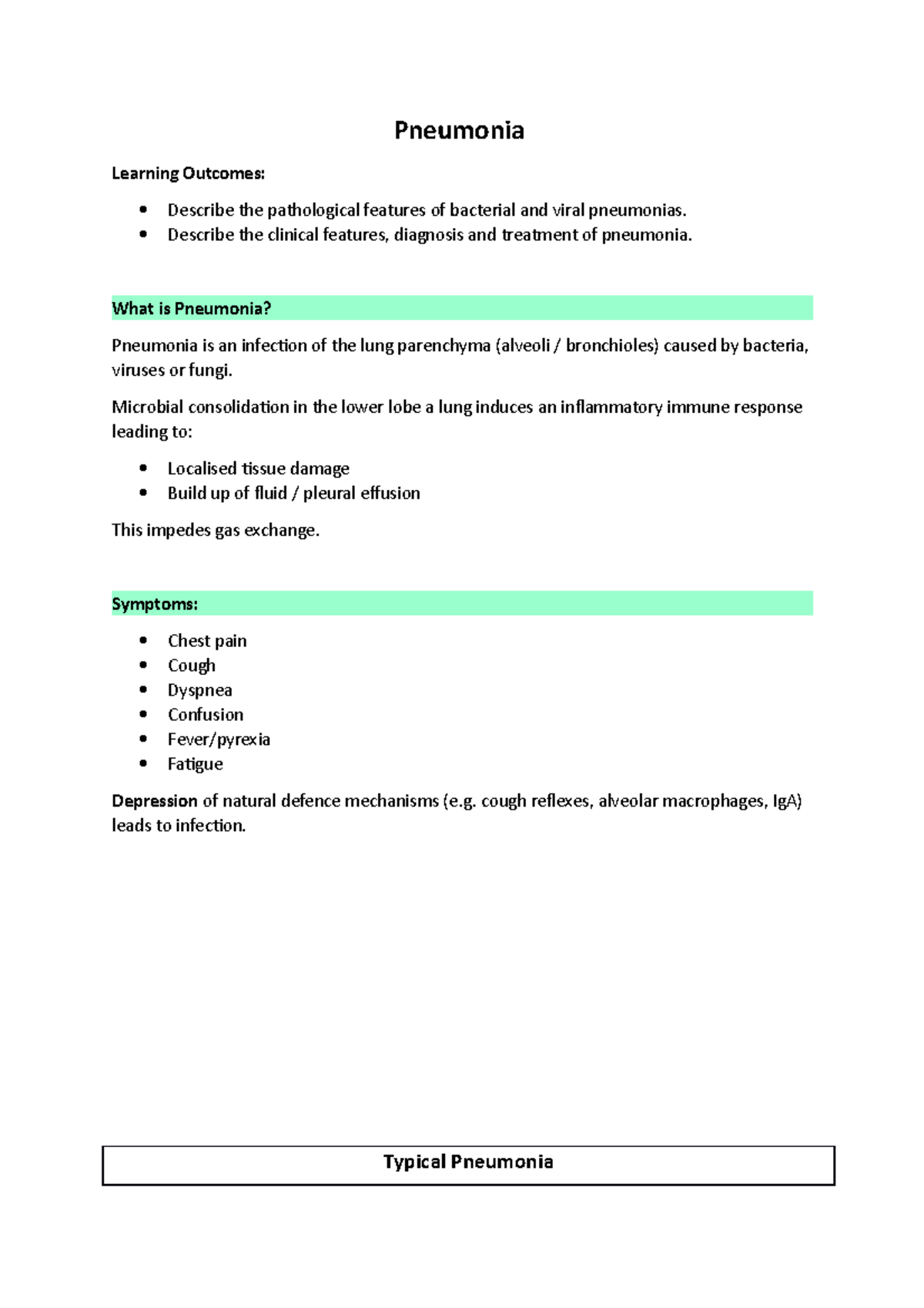 Pneumonia - Describe the clinical features, diagnosis and treatment of ...