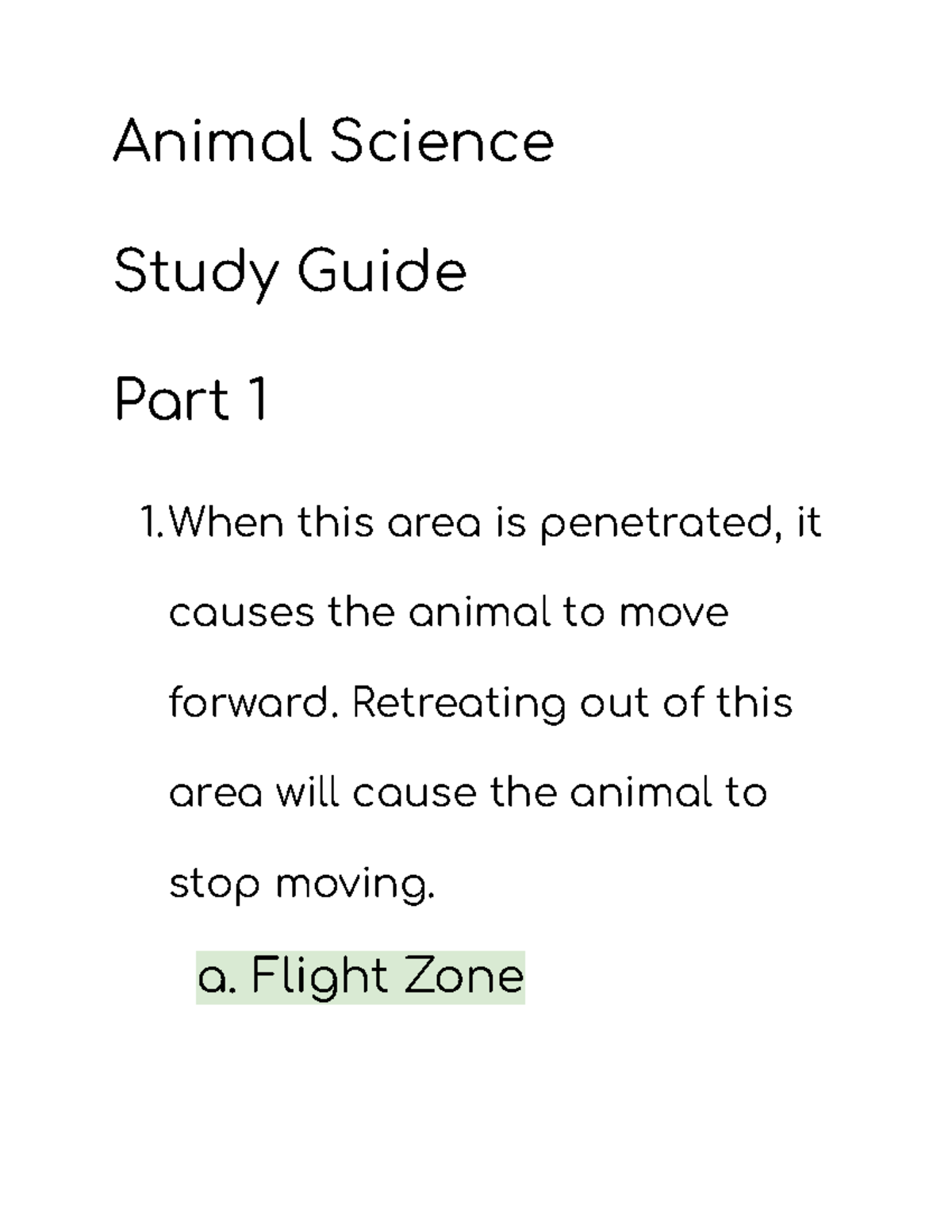 Animal Science - notes - Animal Science Study Guide Part 1 1 this area ...