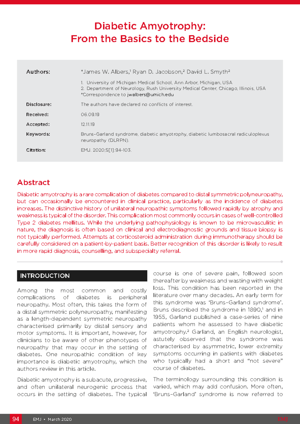 Diabetic-Amyotrophy - good - 94 EMJ • March 2020 EMJ Diabetic ...