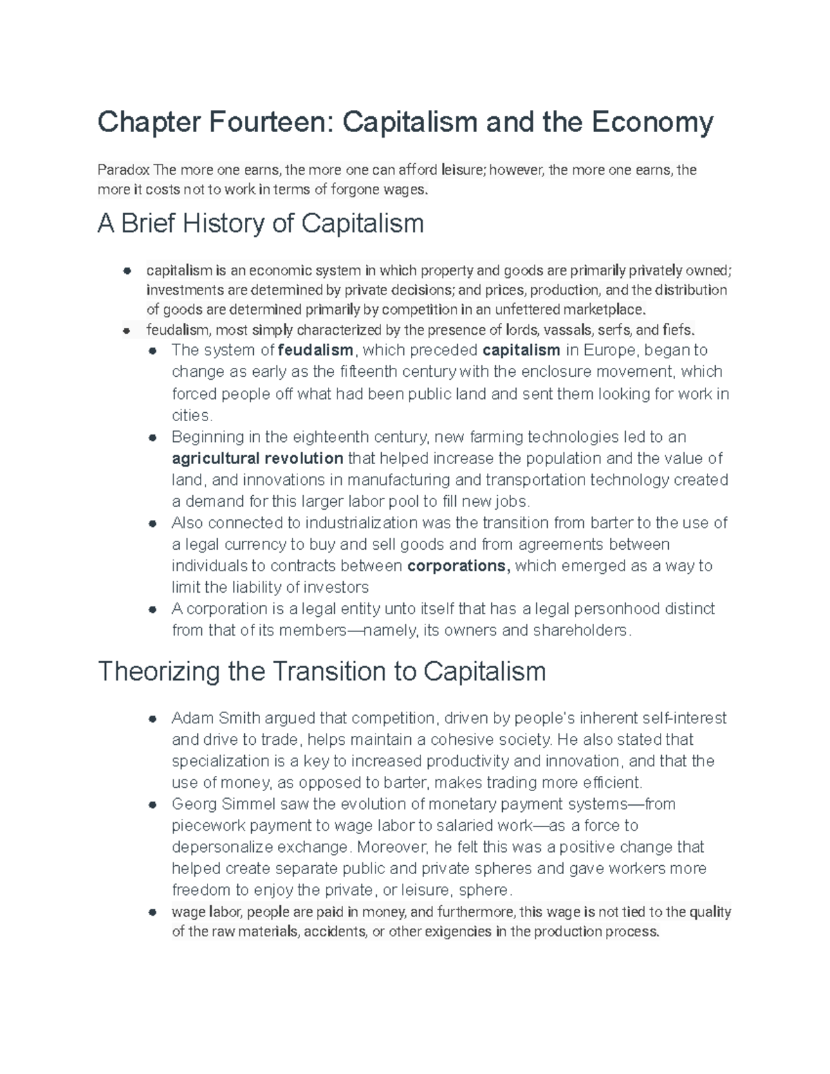 Chapter Fourteen: Capitalism and the Economy - A Brief History of ...