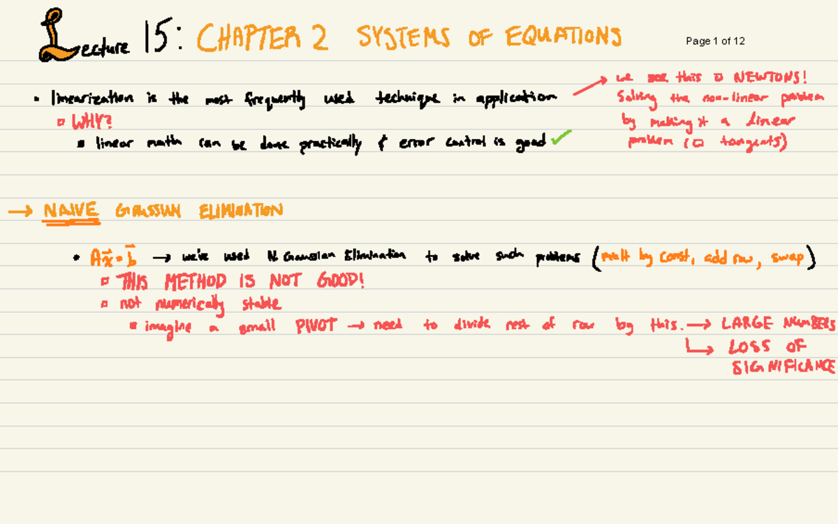 Chapter 2 - #-¥¥ *¥¥¥¥¥¥EEeecture 15 : CHAPTER 2 SYSTEMS OF EQUATIONS f we see this a NEWTONS ...