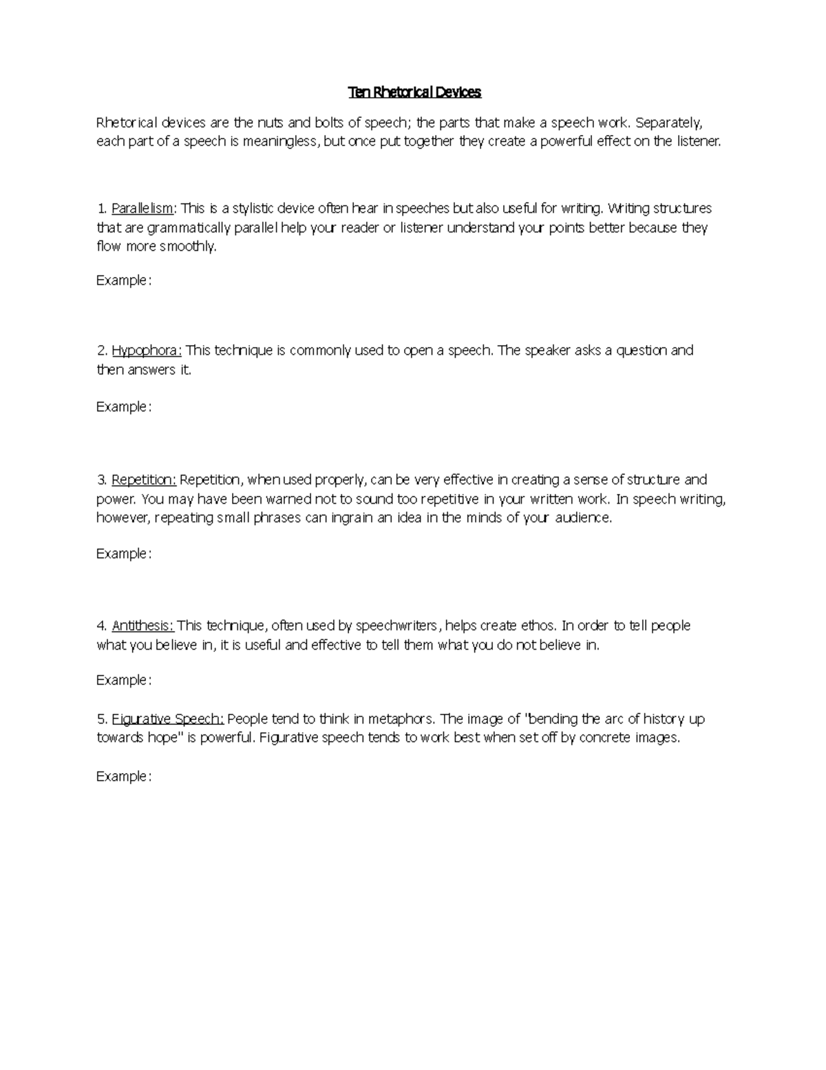 Ten Rhetorical Devices Used In English IB Ten Rhetorical Devices