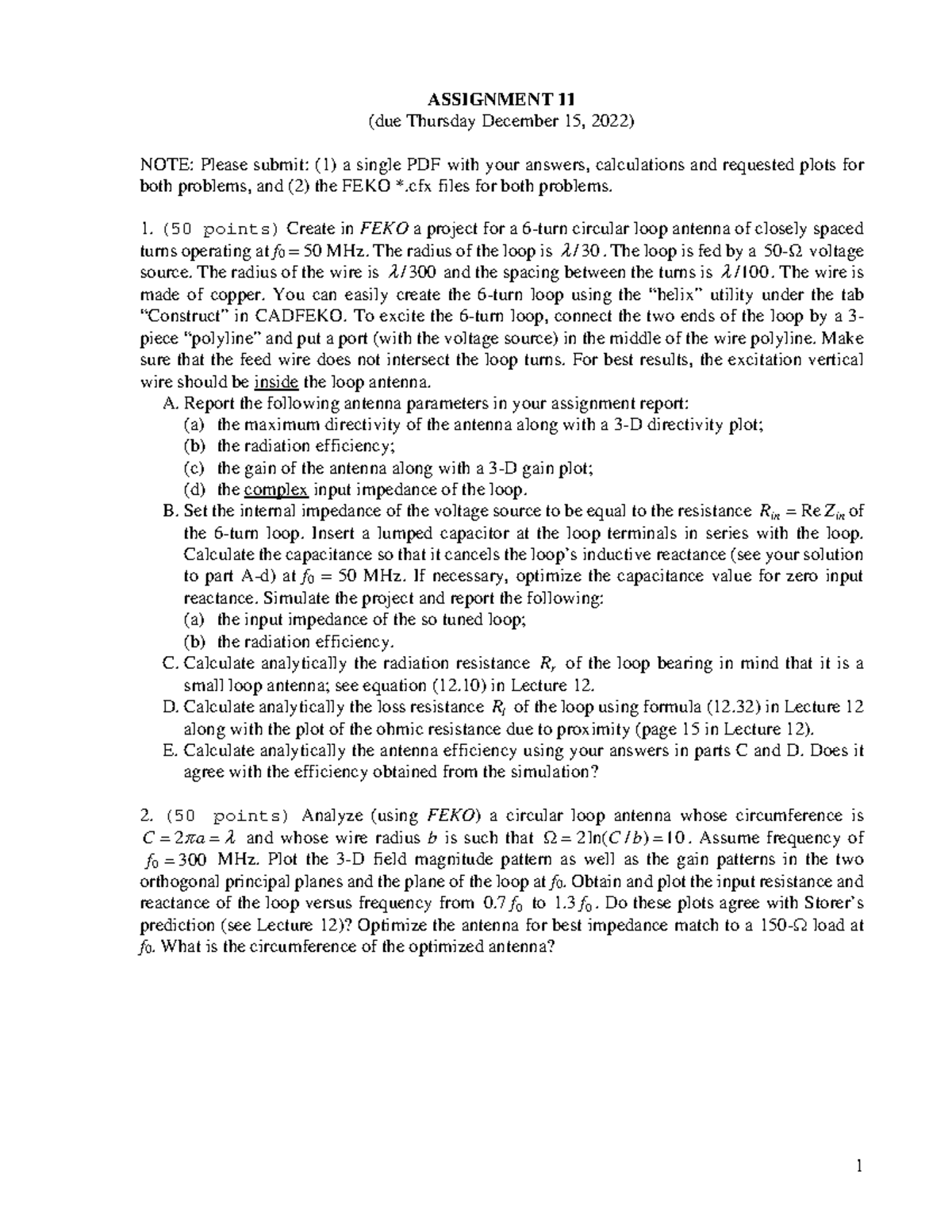 A11 - NOT APPLICABLE TO SELECTED DOCUMENT. - 1 ASSIGNMENT 11 (due ...