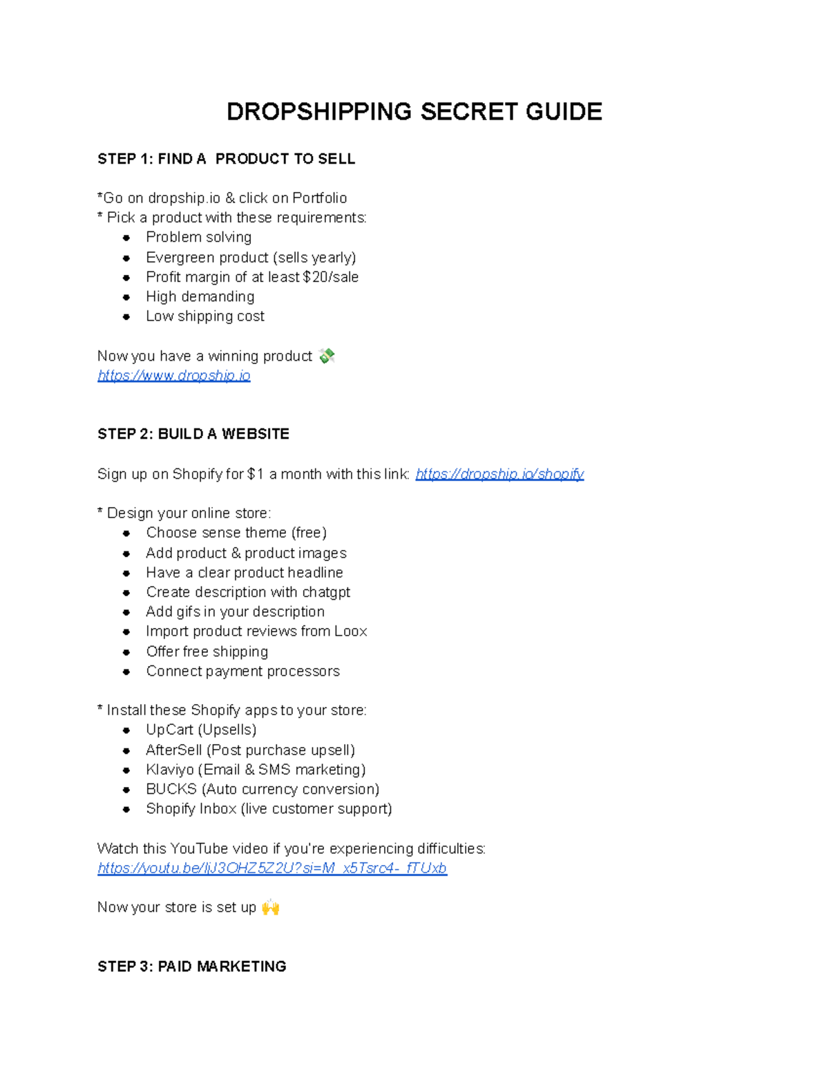 Step-by-Step Guide (Dropshipping) - DROPSHIPPING SECRET GUIDE STEP 1: FIND A PRODUCT TO SELL *Go ...