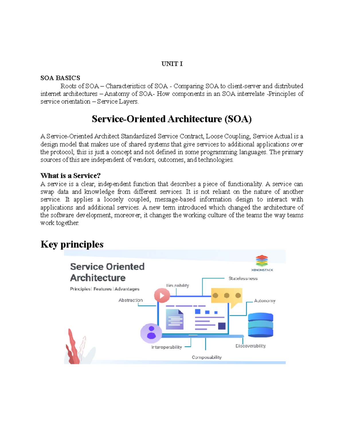 UNIT I SOA Notes - UNIT I SOA BASICS Roots of SOA – Characteristics of ...