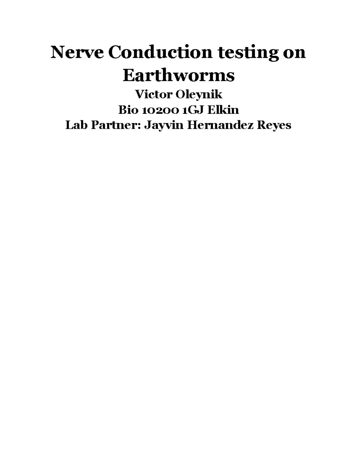 Nerve Conduction Report - Nerve Conduction testing on Earthworms Victor ...