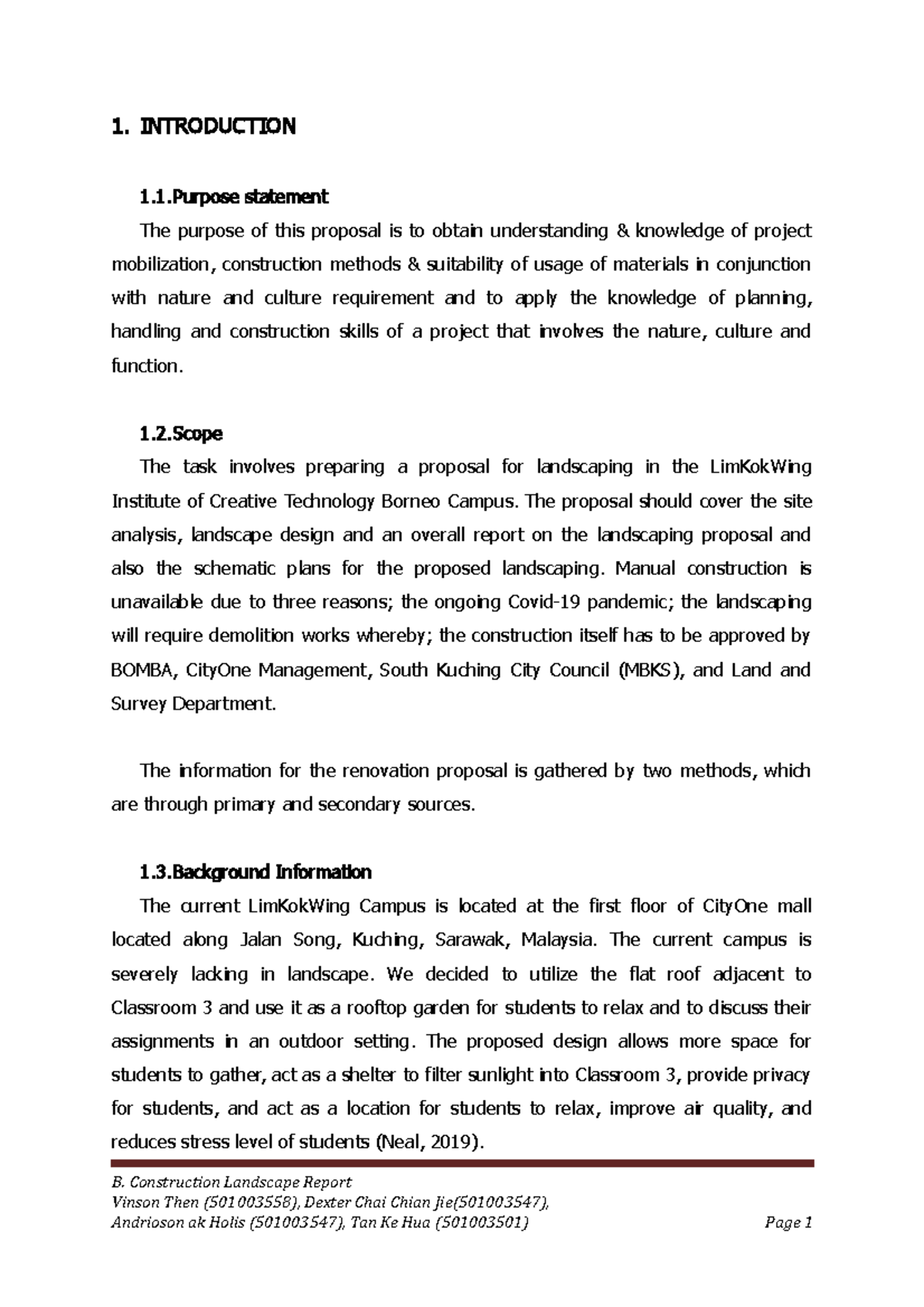 002 Landscape Body of Report - 1. INTRODUCTION 1 .Purpose statement The ...
