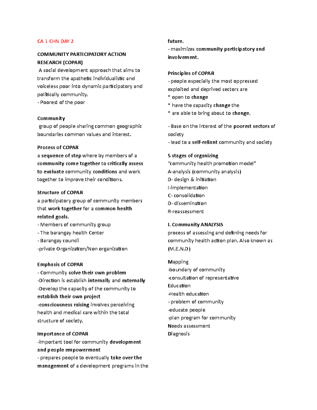 CA 1 CHN DAY 2 - Please give as much additional information as possible ...