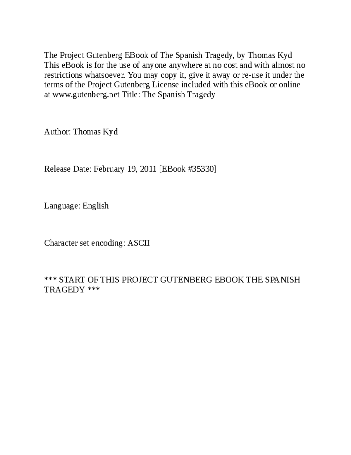 The Spanish Tragedy (Kyd Thomas) (Z-Library) - The Project Gutenberg ...