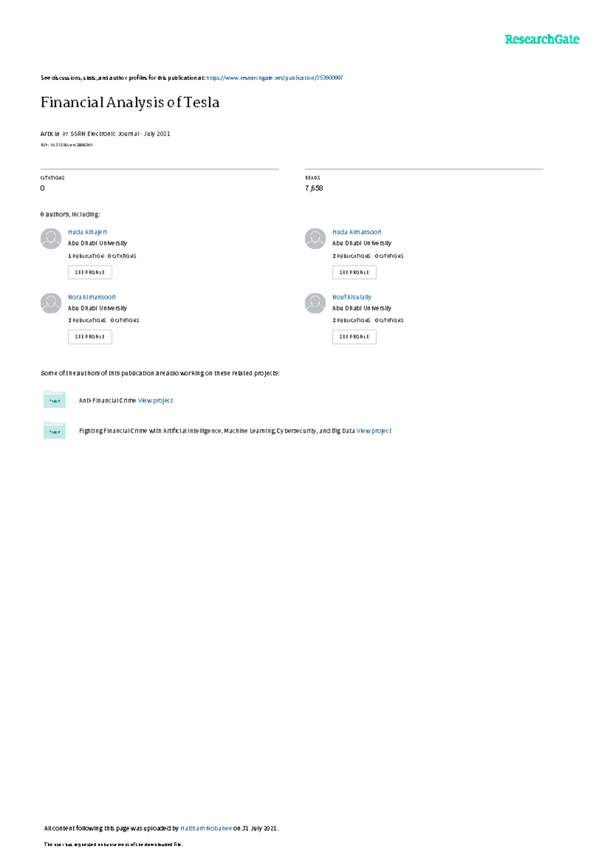 Financial Analysisof Tesla - See discussions, stats, and author ...