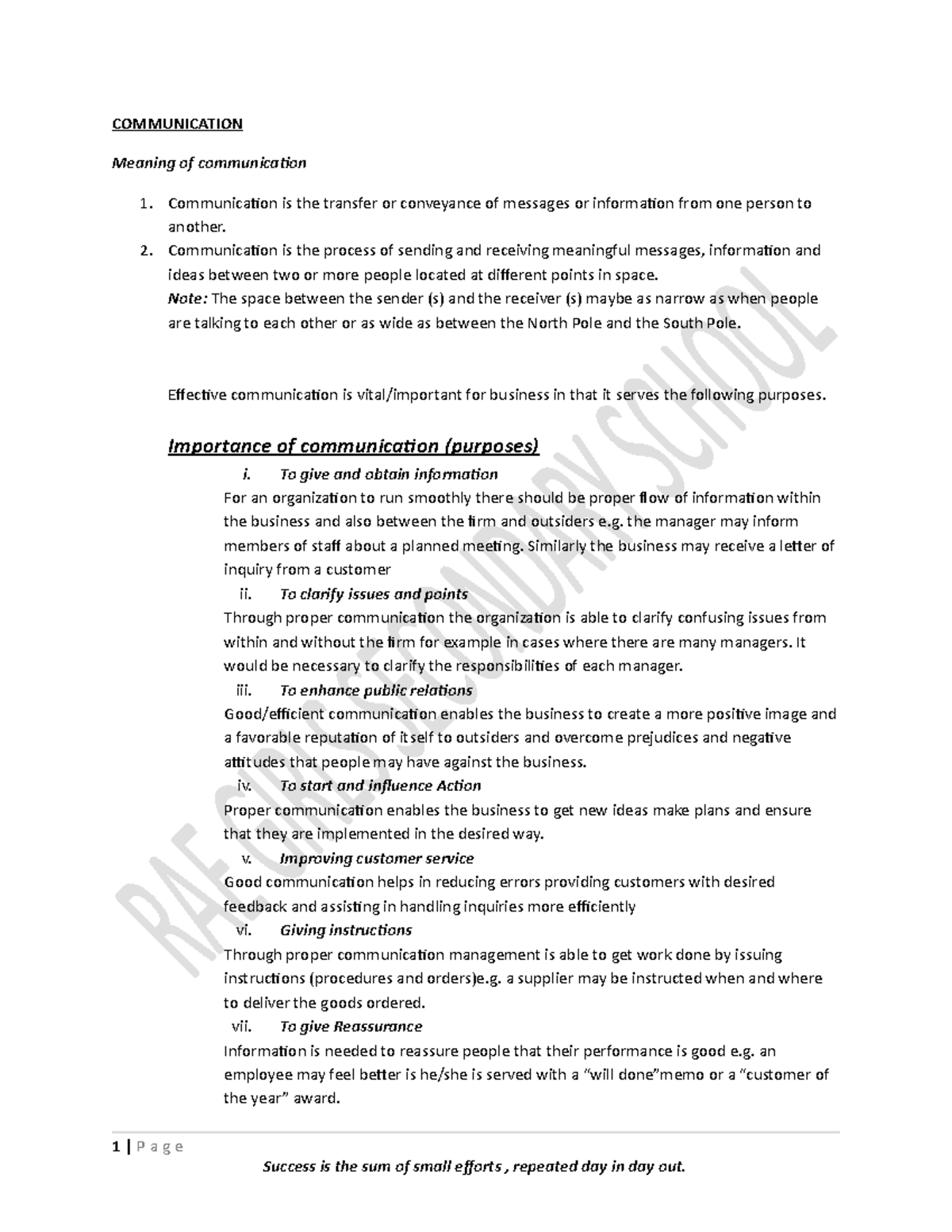 Communication - REVISION - COMMUNICATION Meaning of communication ...