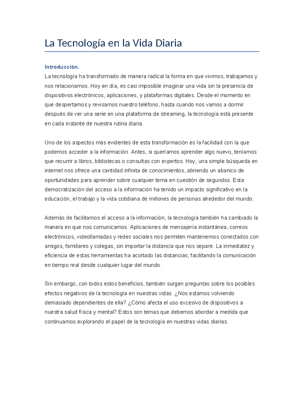 Ia tecnologia en la vida diaria - La Tecnología en la Vida Diaria ...