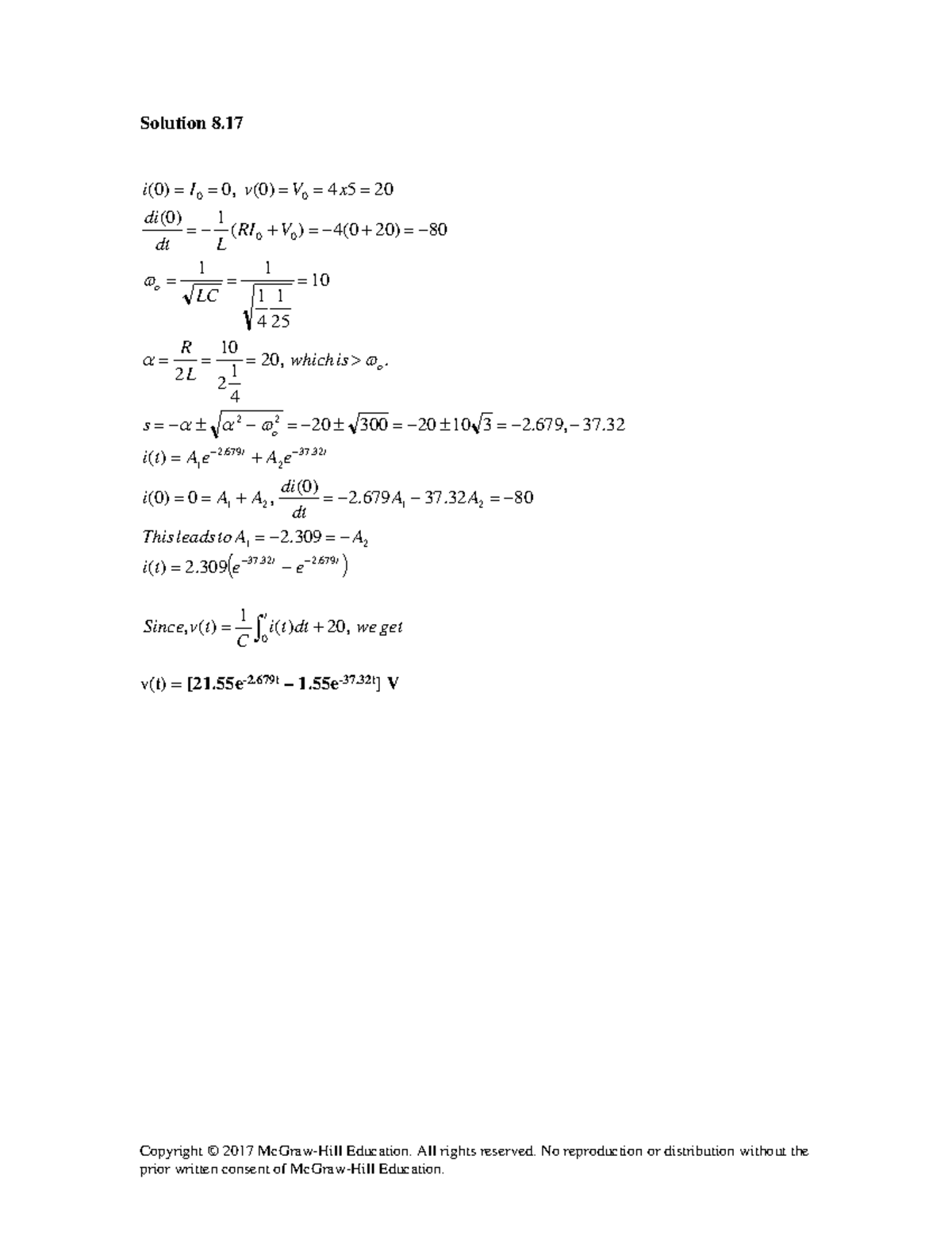 Assignment 11 Soln Homework Solution Copyright © 2017 Mcgraw Hill Education All Rights 