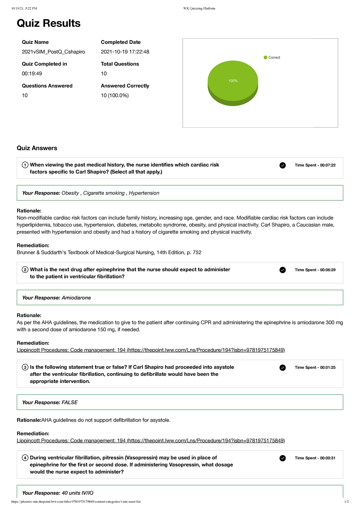 Post Simulation v Sim Standalone med surg 1 - 10/19/21, 5:22 PM WK ...