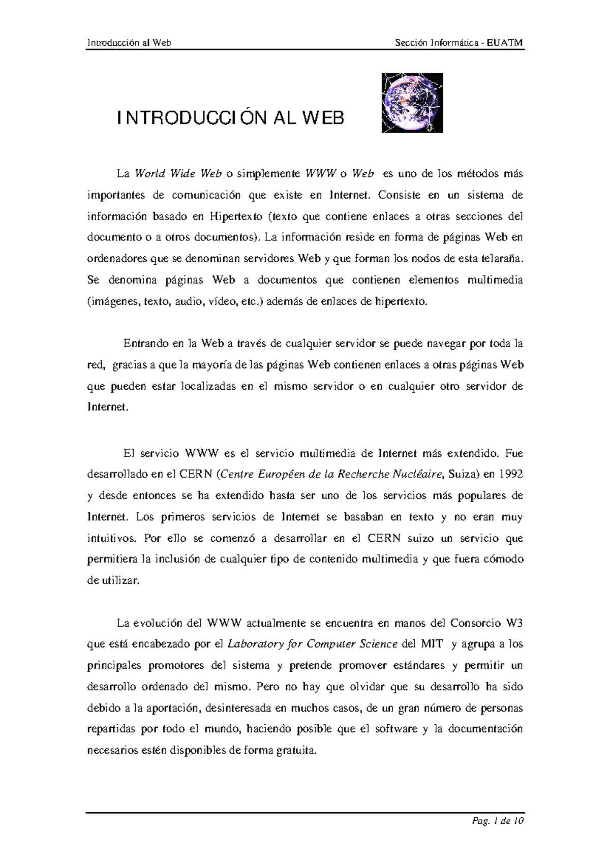 Introduccion a www - PAGINAS WEB - I NTRODUCCI ÓN AL W EB La World Wide ...