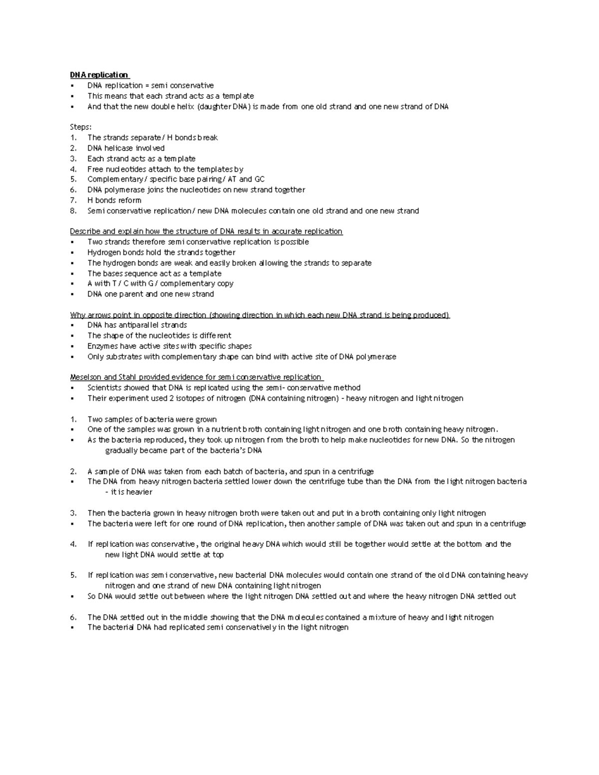 DNA replication - in depth notes - DNA replication DNA replication ...