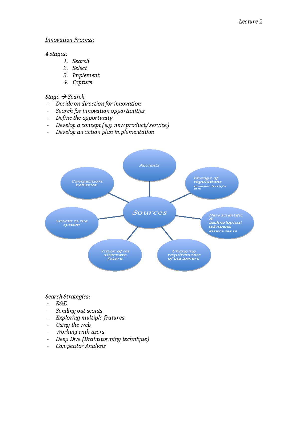 Lecture 2 - Lecture 2 Innovation Process: 4 stages: 1. 2. 3. 4. Search ...