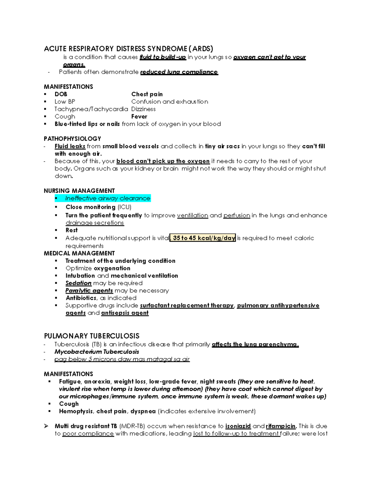 Respi 4 - ACUTE RESPIRATORY DISTRESS SYNDROME (ARDS) is a condition ...