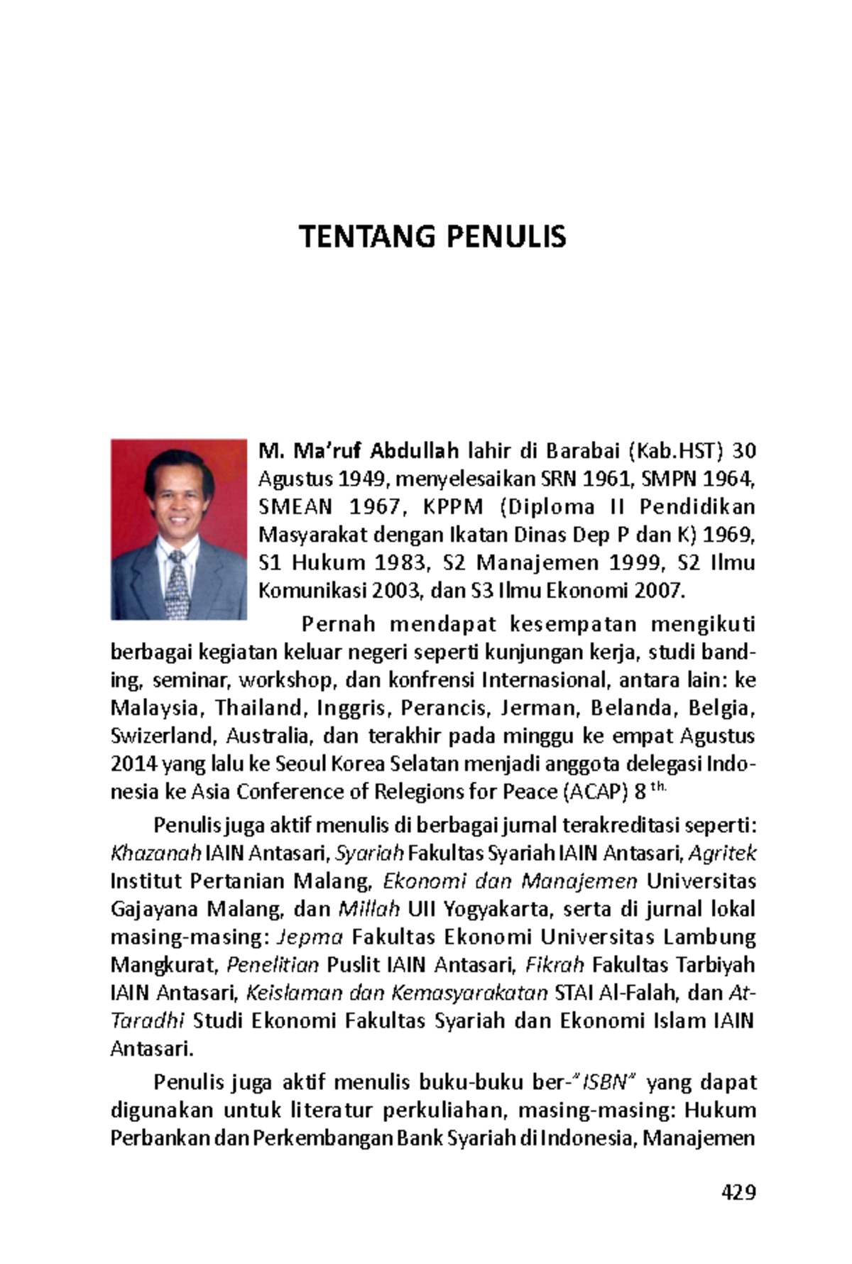 45258621-449 - Metodologi pdf - 429 TENTANG PENULIS M. Ma’ruf Abdullah lahir di Barabai (Kab) 30 ...