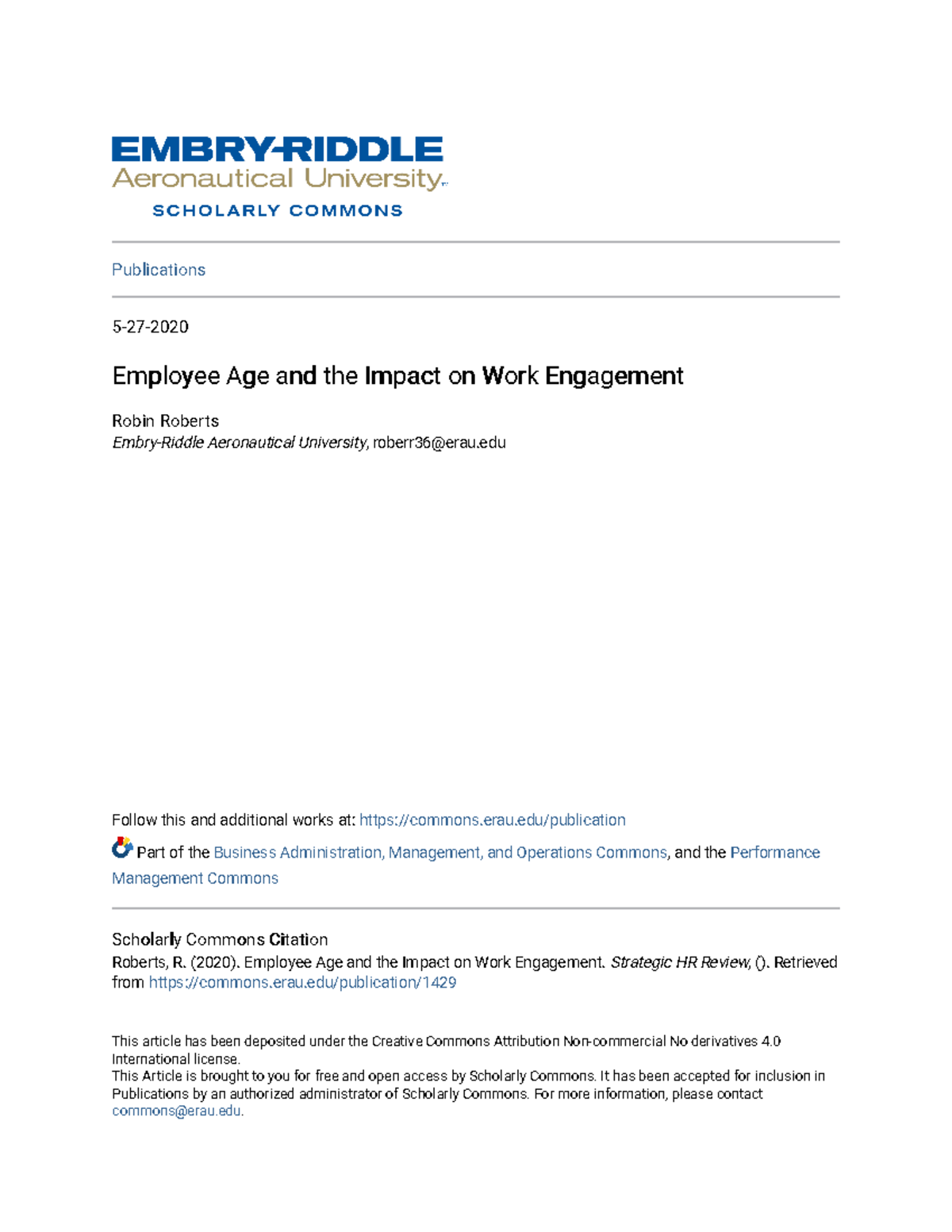 Employee Age and the Impact on Work Engagement - Publications 5-27 ...