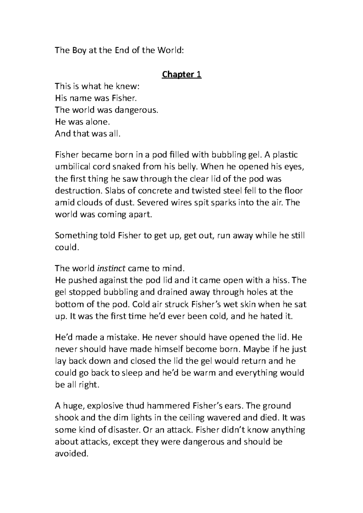 The Boy at the End of the World Extract - The Boy at the End of the ...