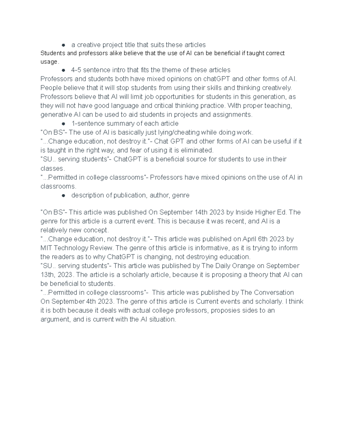 Project mapping assignment - a creative project title that suits these ...