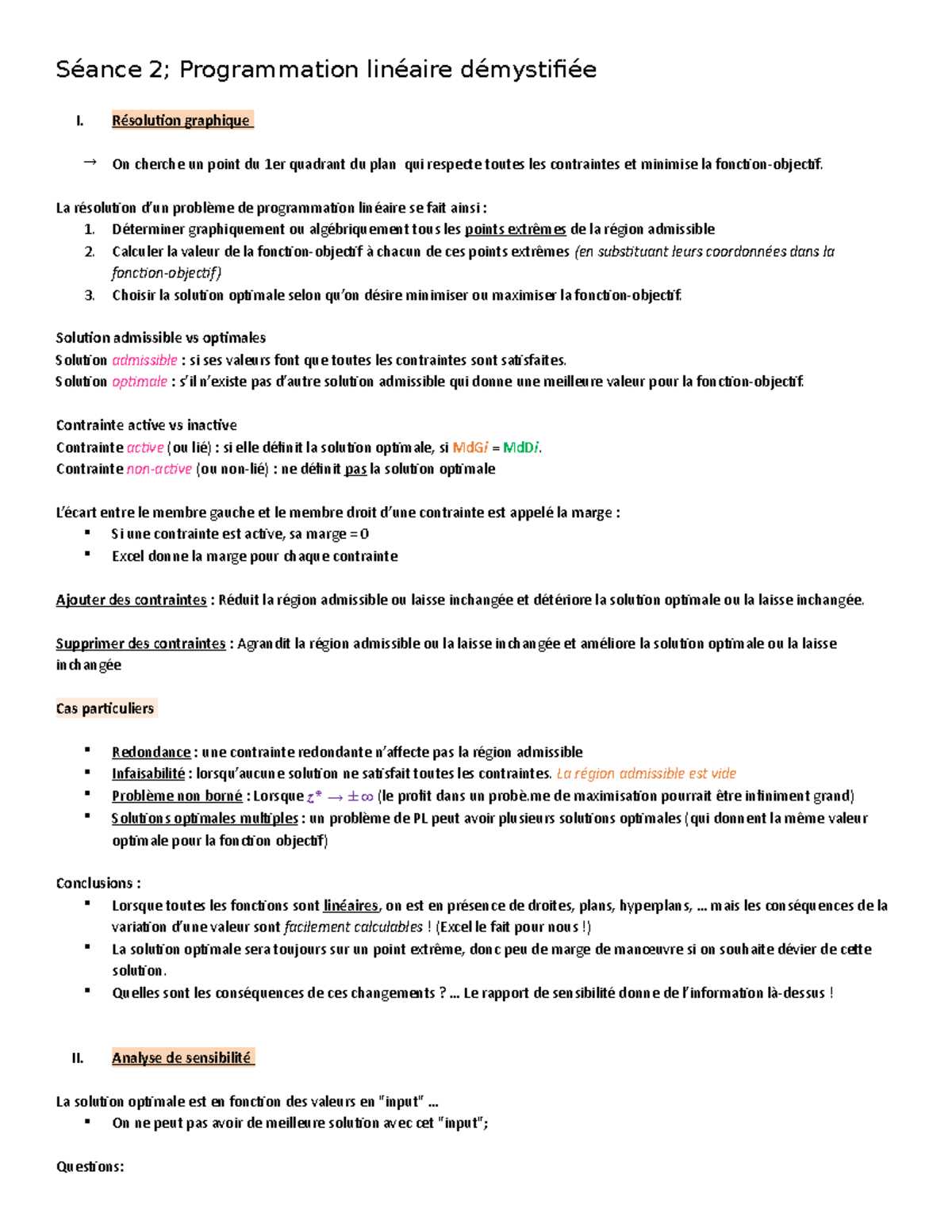 Séance 2 notes - Séance 2; Programmation linéaire démystifiée I ...