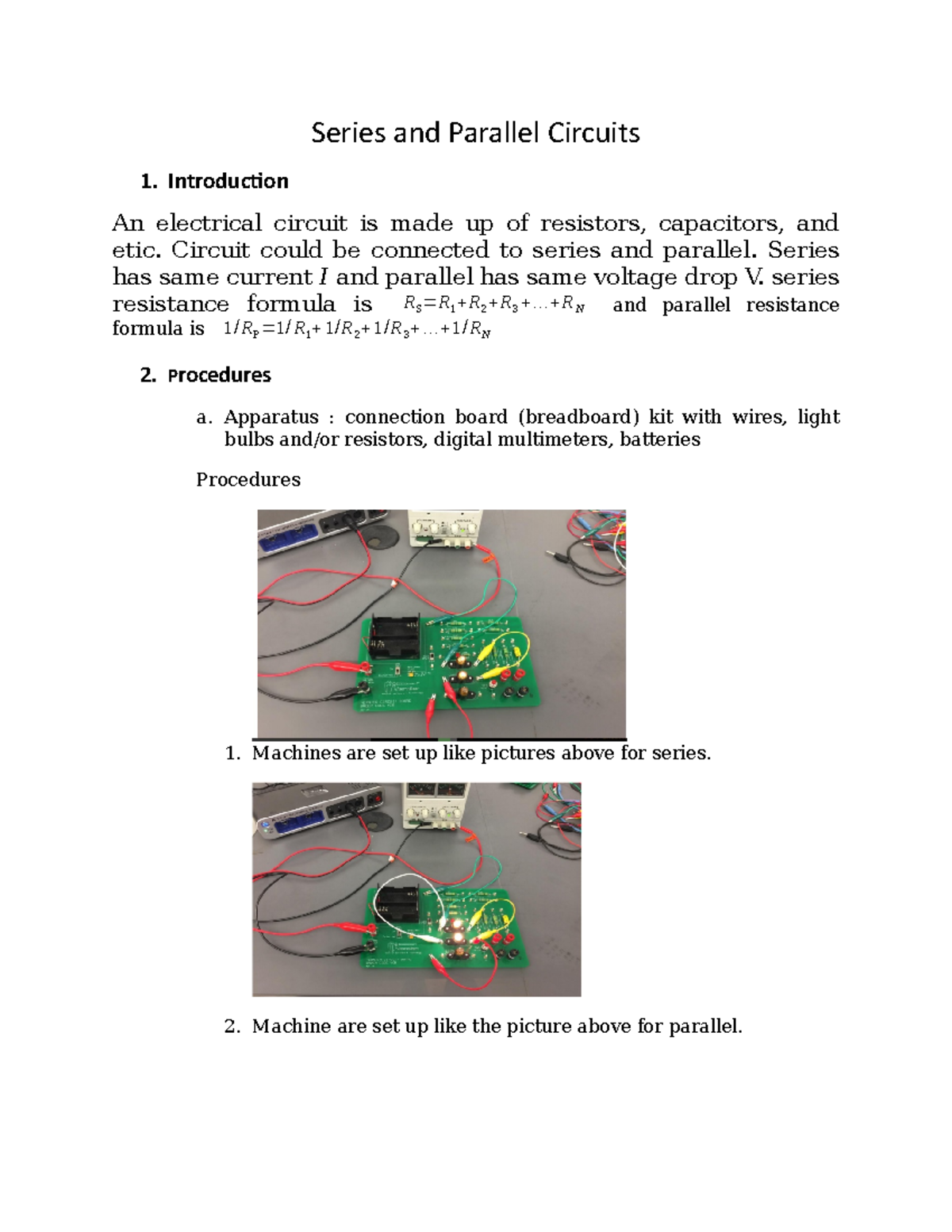Series and Parallel Circuits - Introduction An electrical circuit is ...
