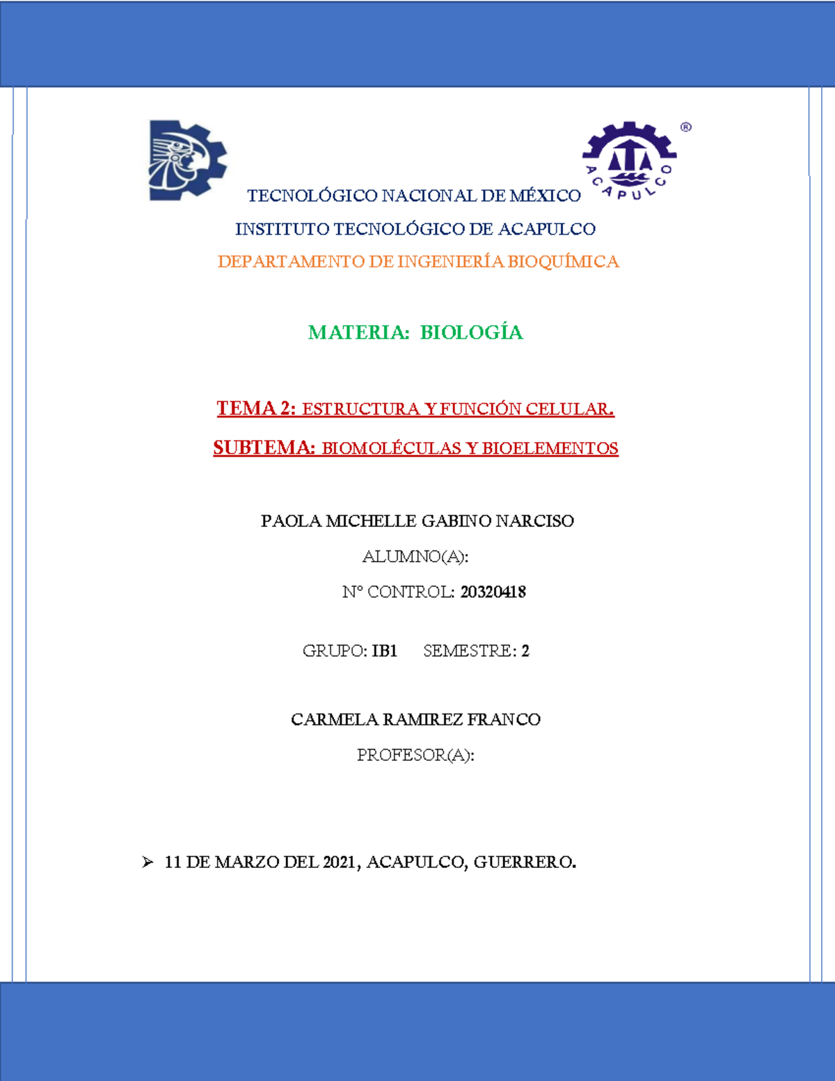 Evidencia #21 - Trabajo de investigación - TECNOL”GICO NACIONAL DE M.. INSTITUTO TECNOL”GICO DE ...