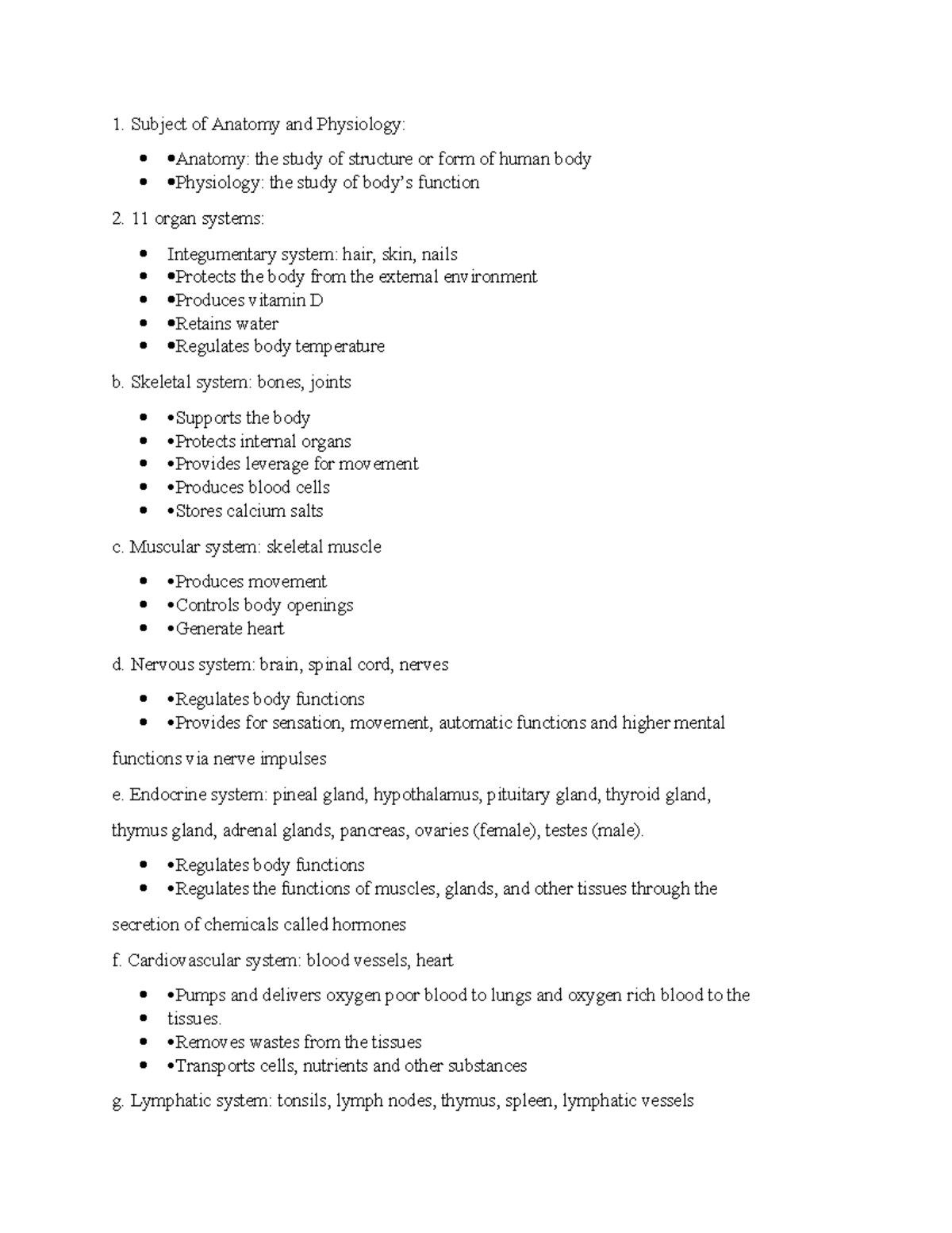 A&P Course - Subject of Anatomy and Physiology: Anatomy: the study of ...